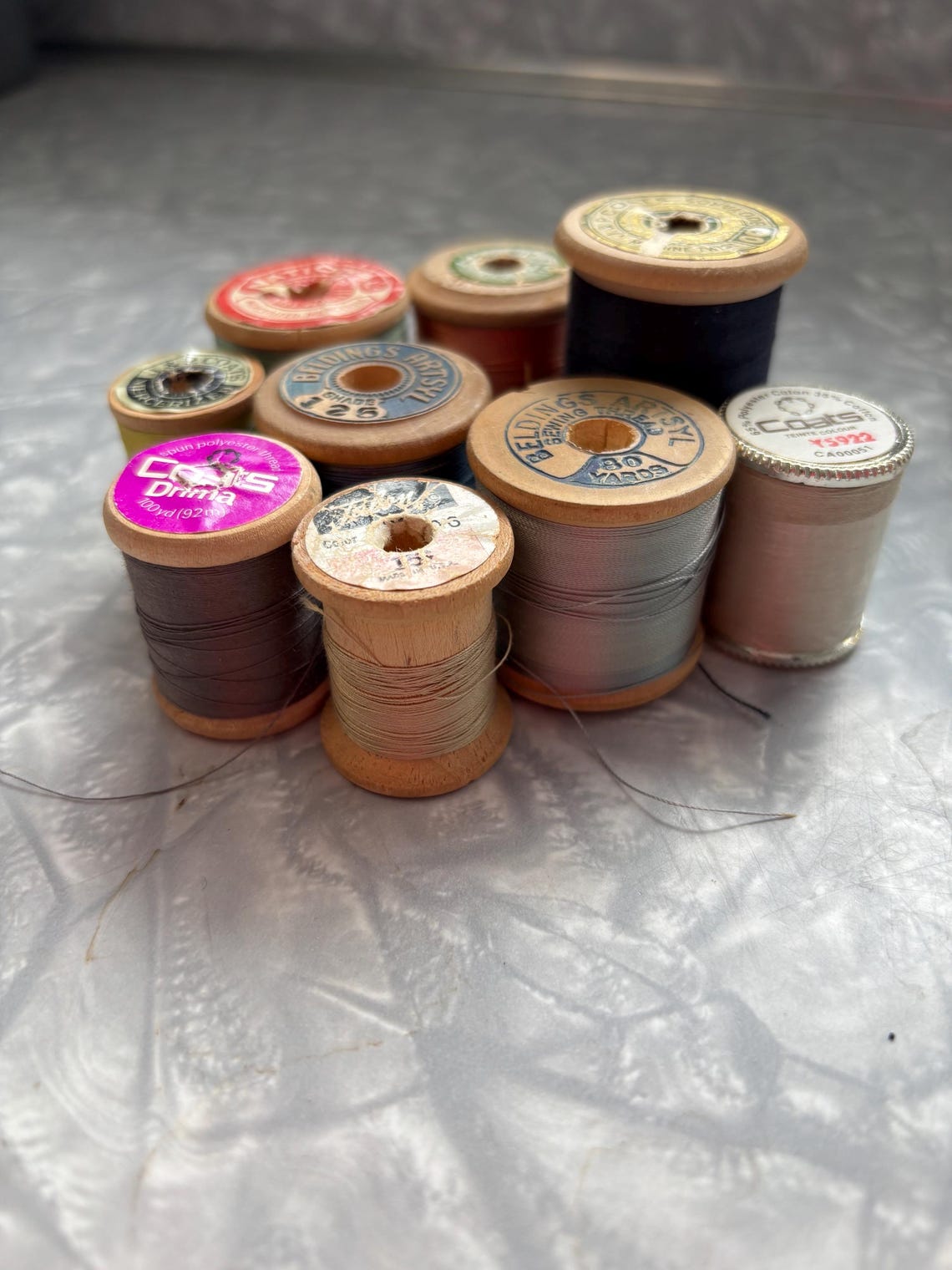 Lot of 9 Vintage Spools of Thread Assorted Colors - Etsy