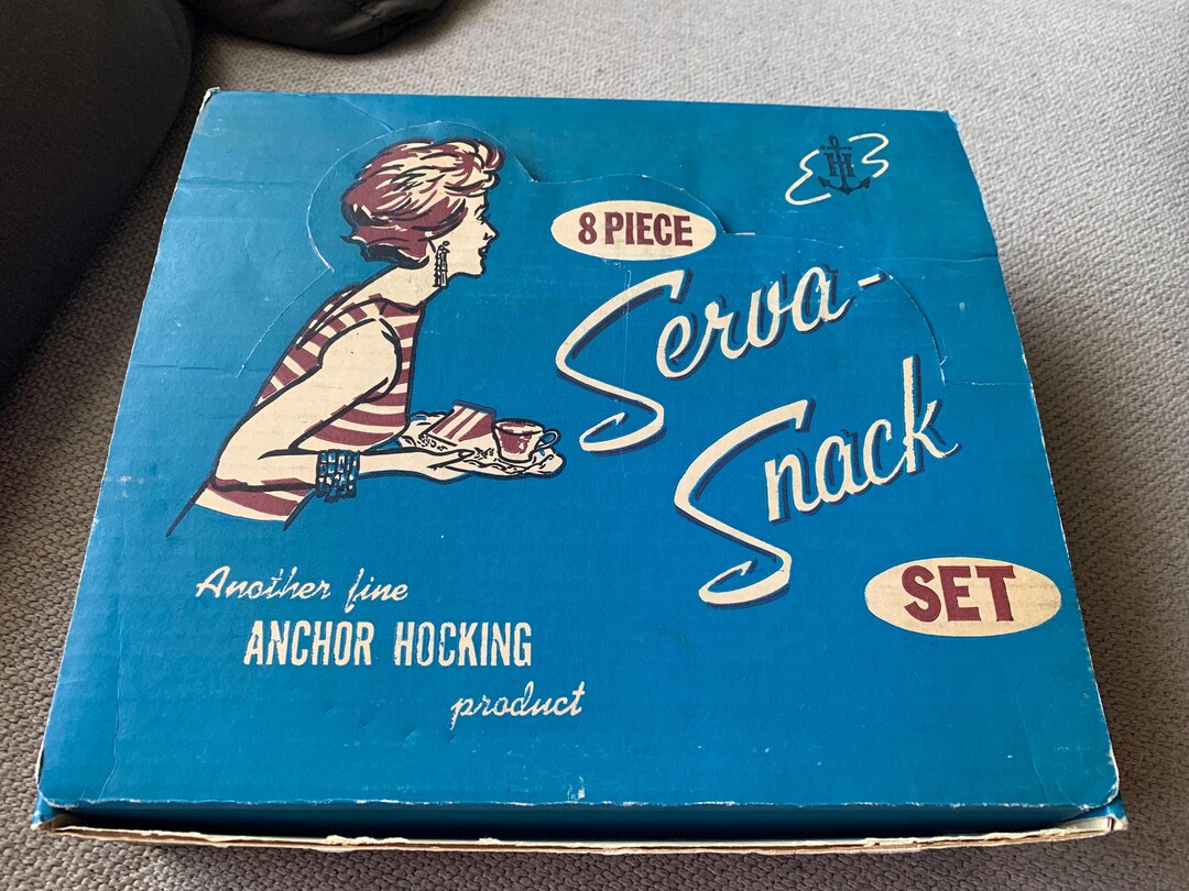 Vintage Anchor Hocking 8 Piece Serva-snack New in Box - Etsy