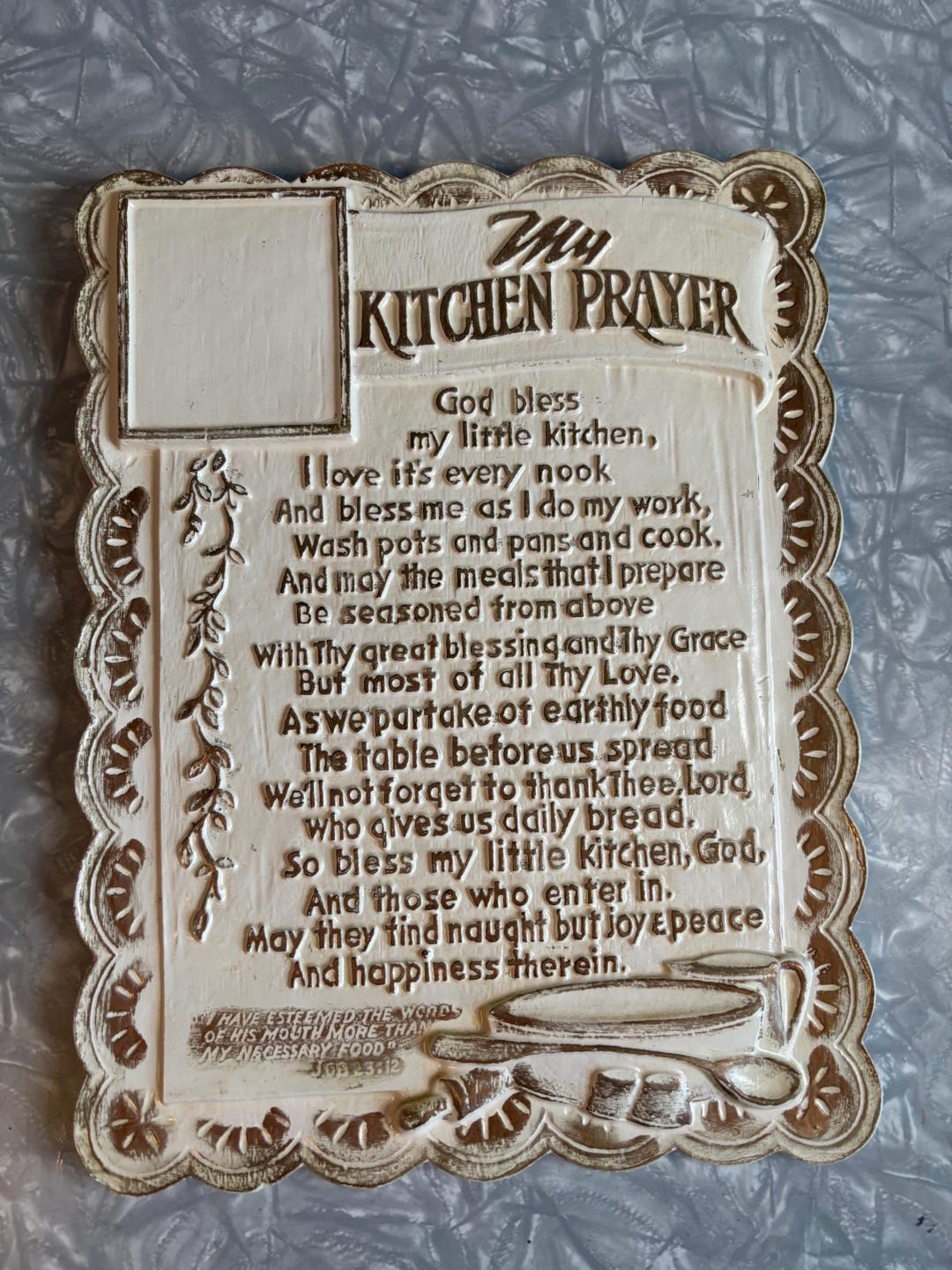 Vintage Chalkware Kitchen Prayer Plaque - Etsy