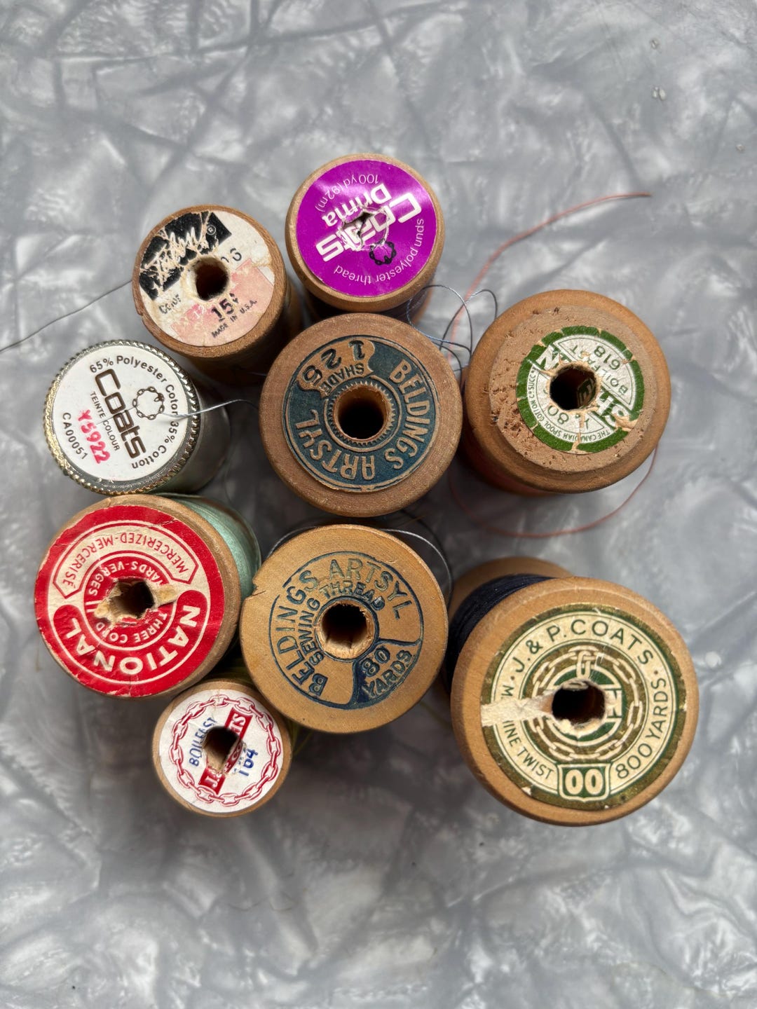 Lot of 9 Vintage Spools of Thread Assorted Colors - Etsy