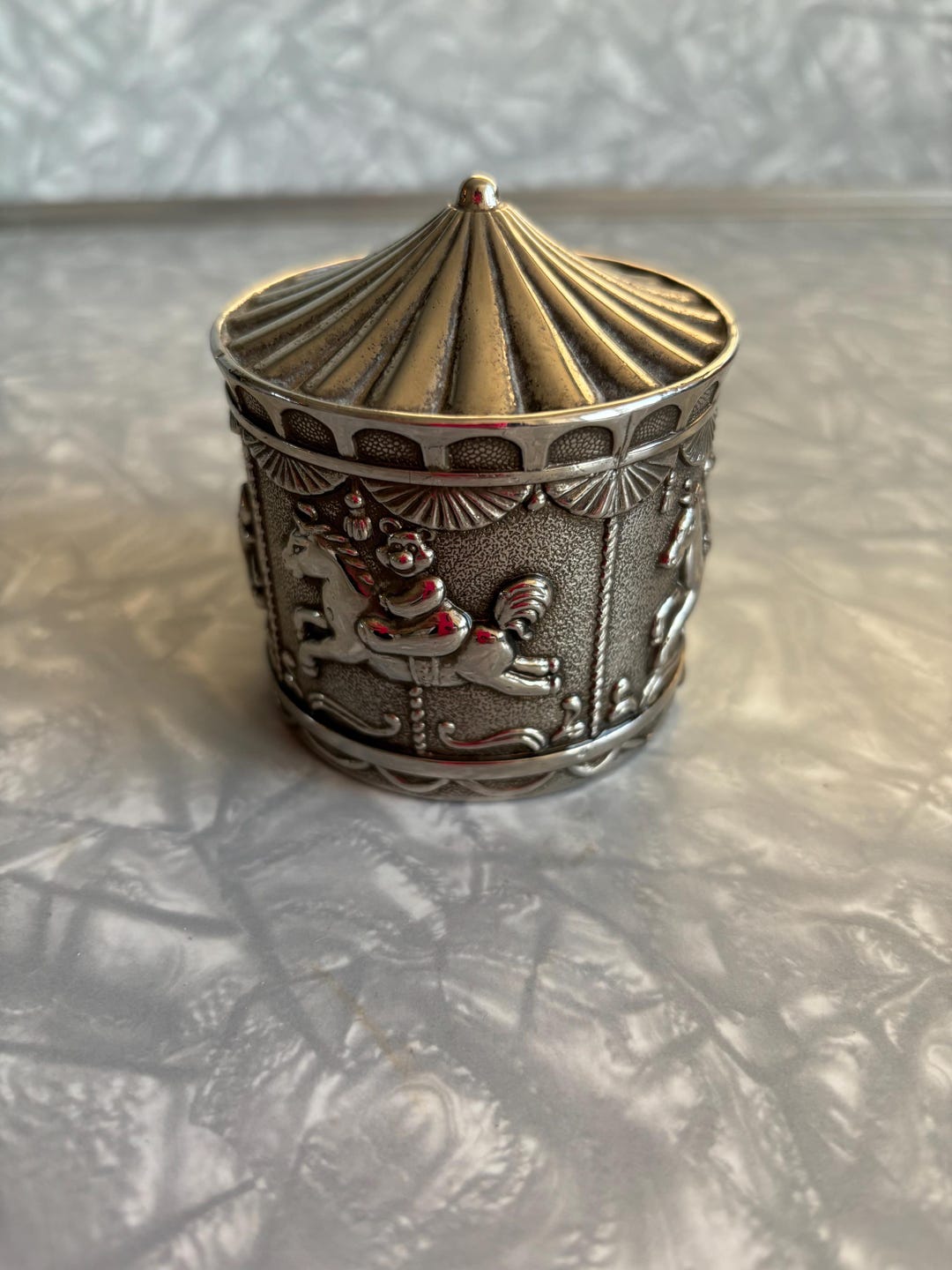 Vintage Silver Plated Circus Carousel Coin Bank - Etsy