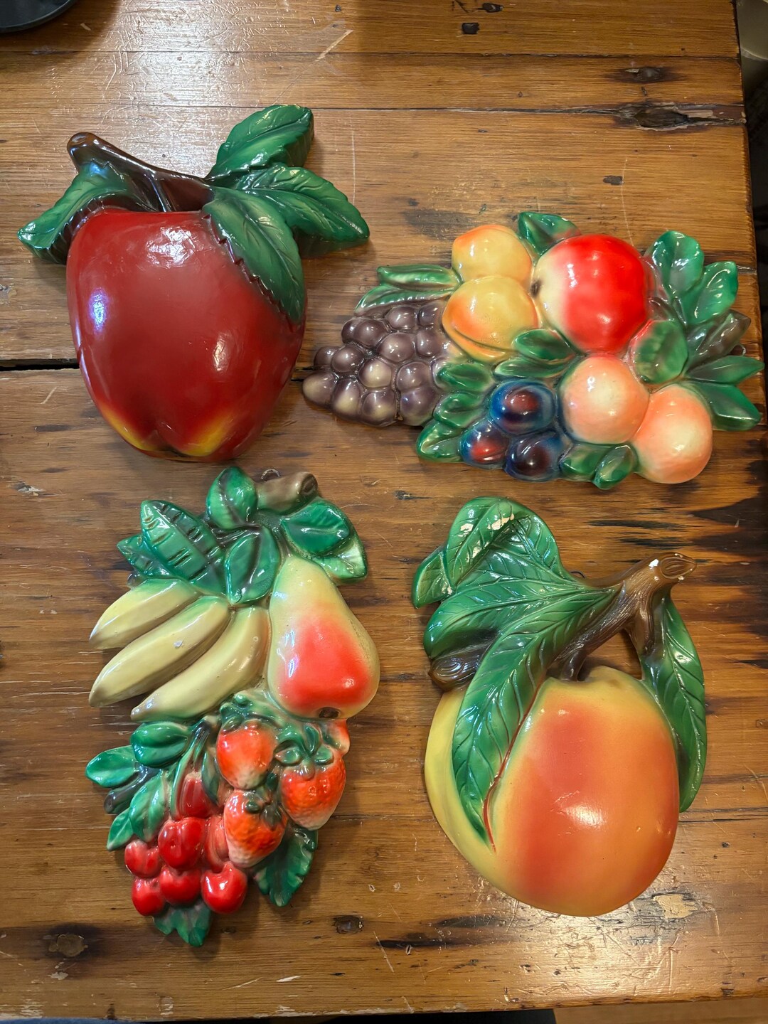 Vintage Fruit Chalkware Fruit Wall Decor, Set of 4 - Etsy