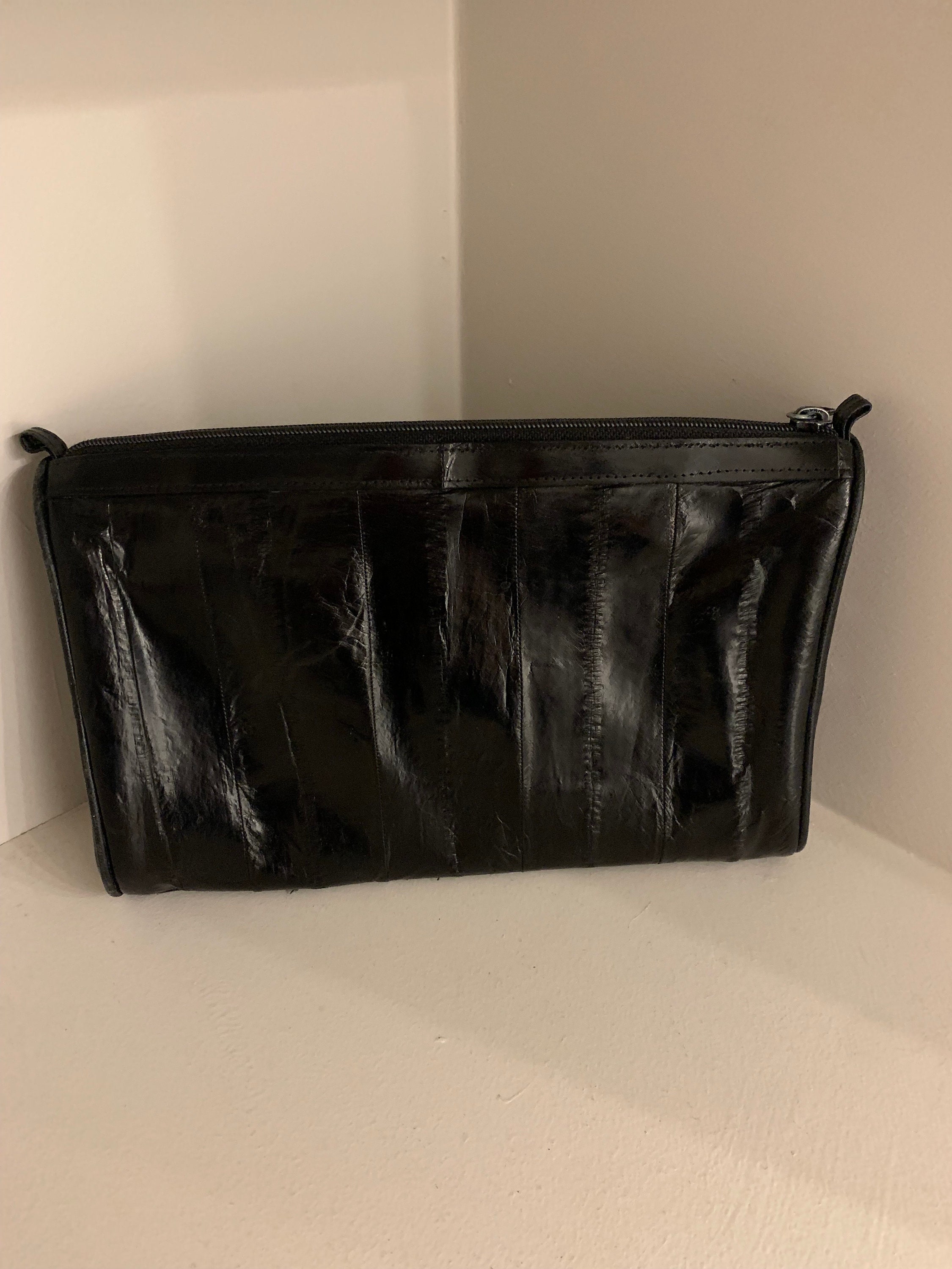 Vintage Eel Skin Clutch Purse in Black - Etsy