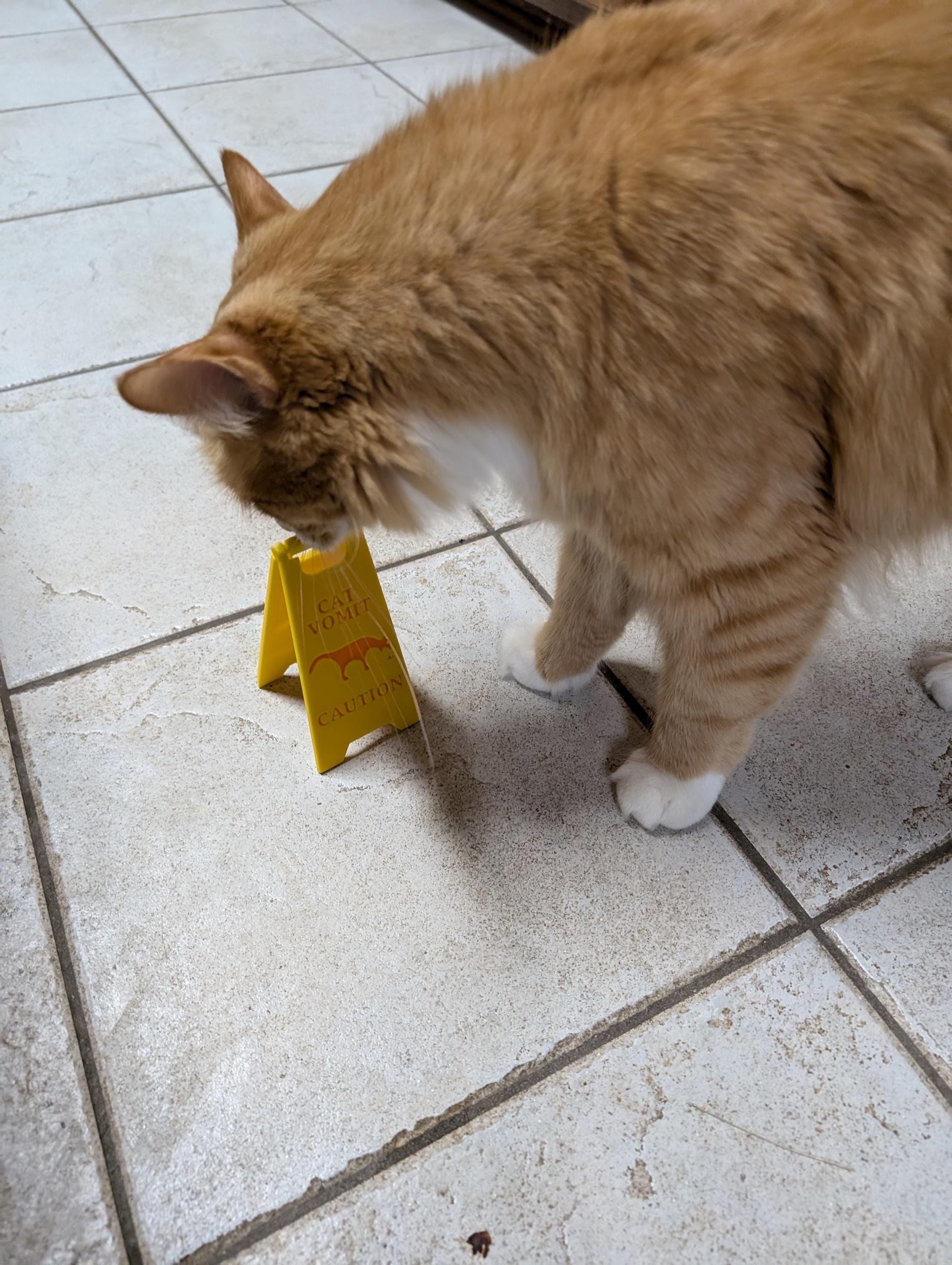 3D Printed "cat Vomit" Caution Sign - Etsy