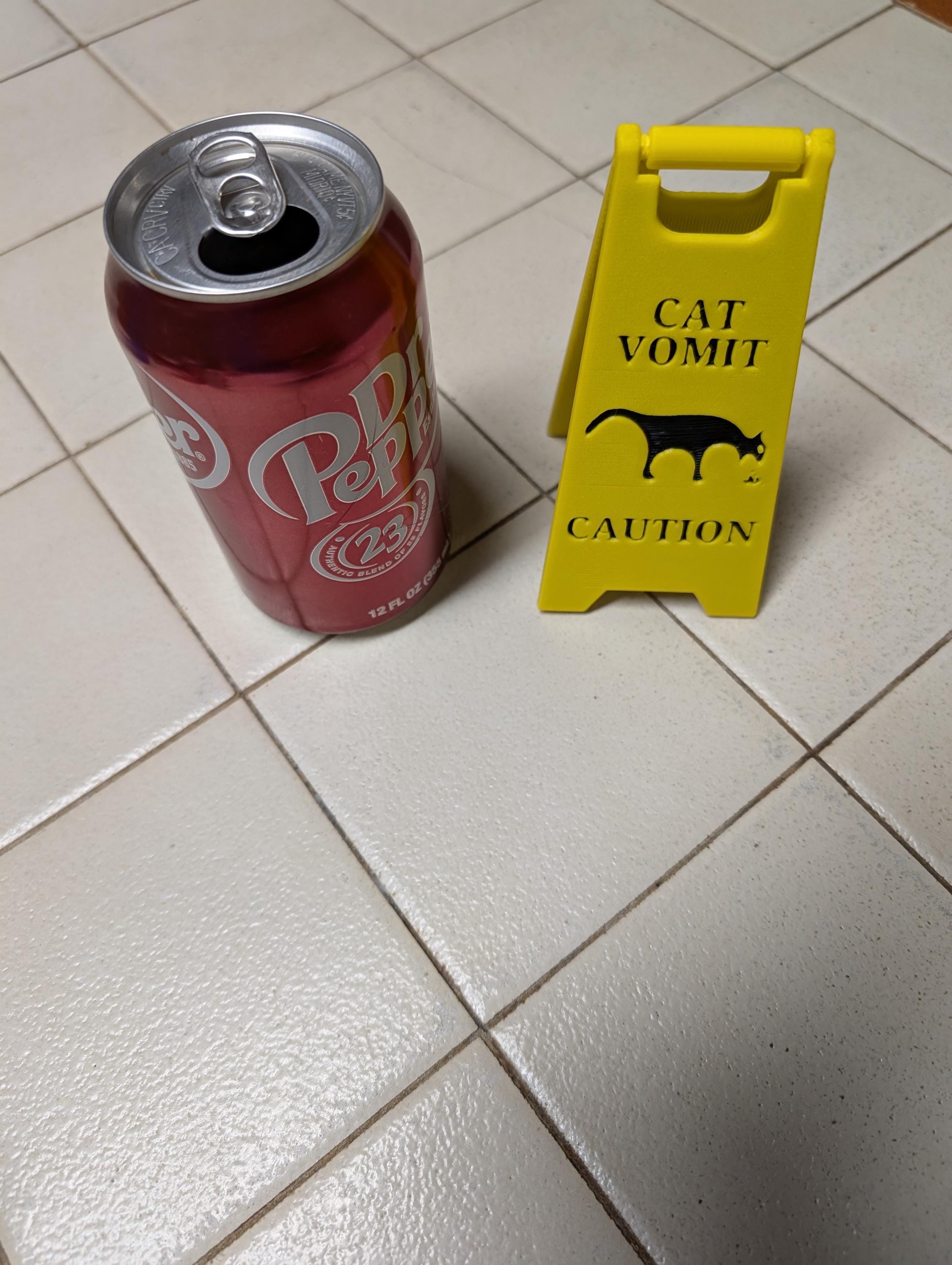 3D Printed "cat Vomit Sign" - Yellow and Black - Etsy