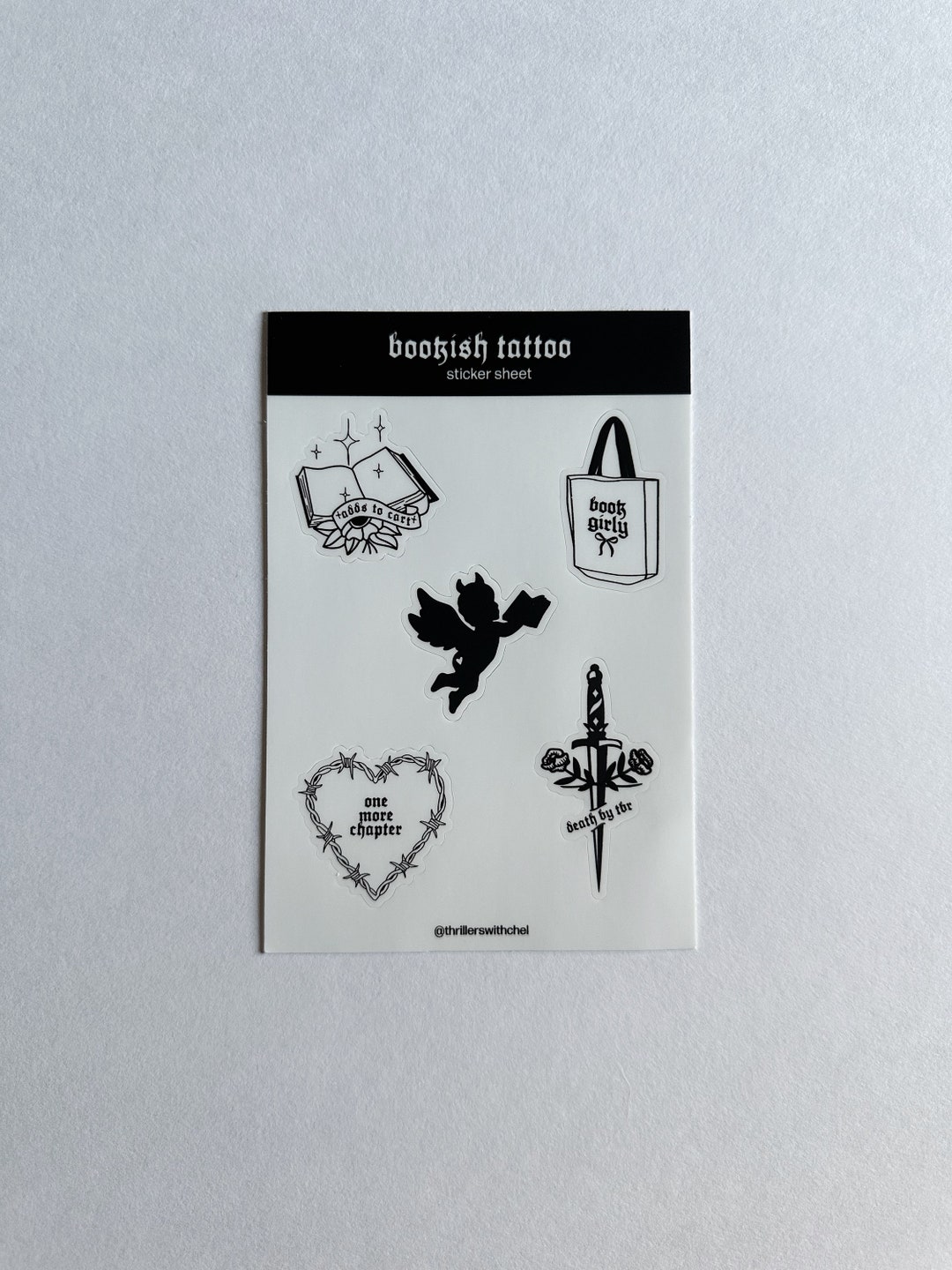 Bookish Tattoo Sticker Sheet Matte Stickers Laptop, Water Bottle ...