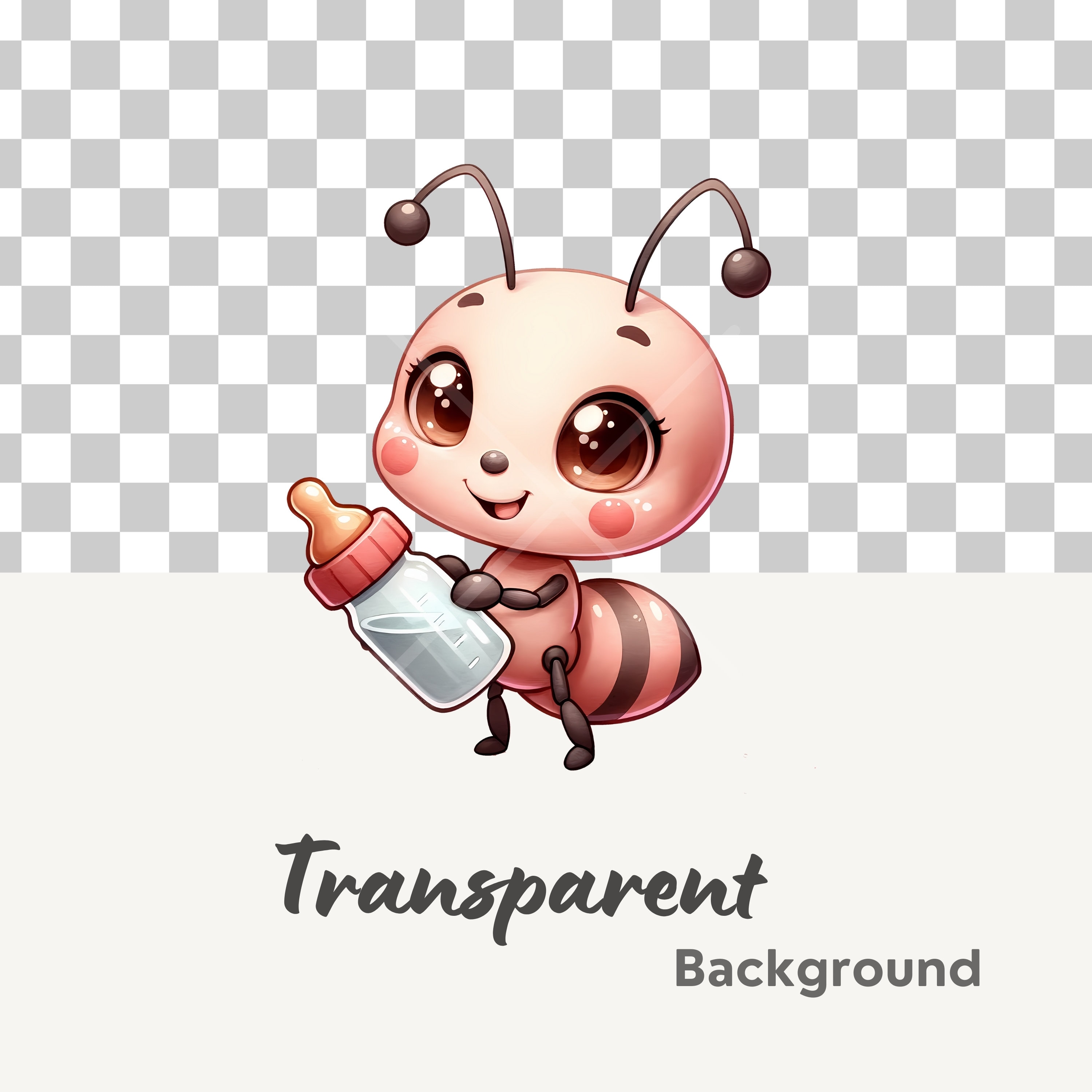 Ant Chibi Clipart, Watercolor Clipart, Cute Ant Clipart, Nursery ...