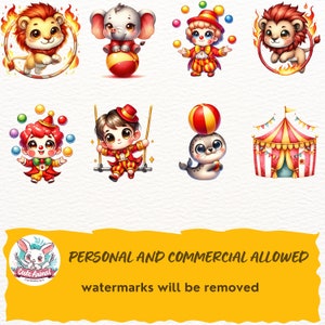 Watercolor Circus Clipart, Circus Animal Clipart, Little Clown, Circus ...