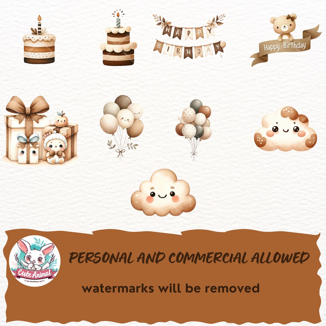 Teddy Bear Clipart Bundle, Watercolor Clipart, Sweet Bear Png, Birthday ...