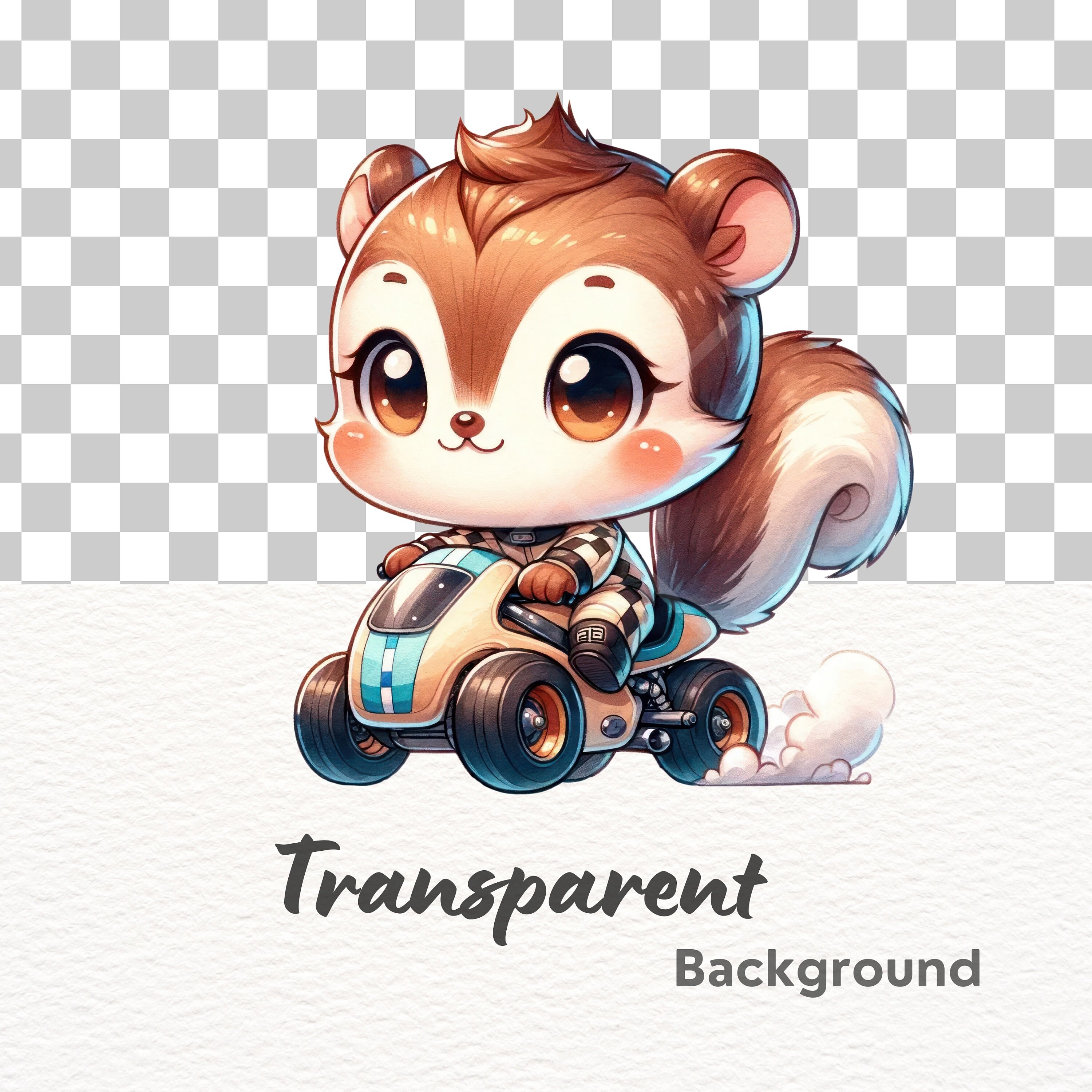 Cute Animals Racing Clipart, Watercolor Clipart, Baby Animal Png, Chibi ...