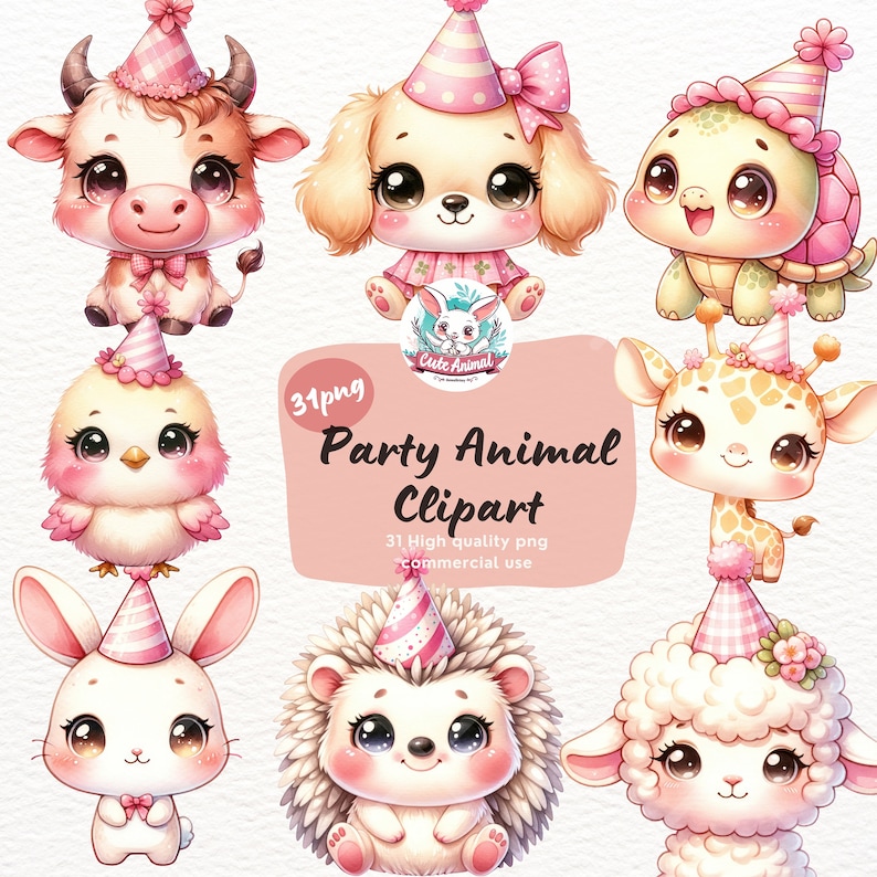 Party Animals Clipart Bundle, Safari Party Animal, Birthday Animal ...