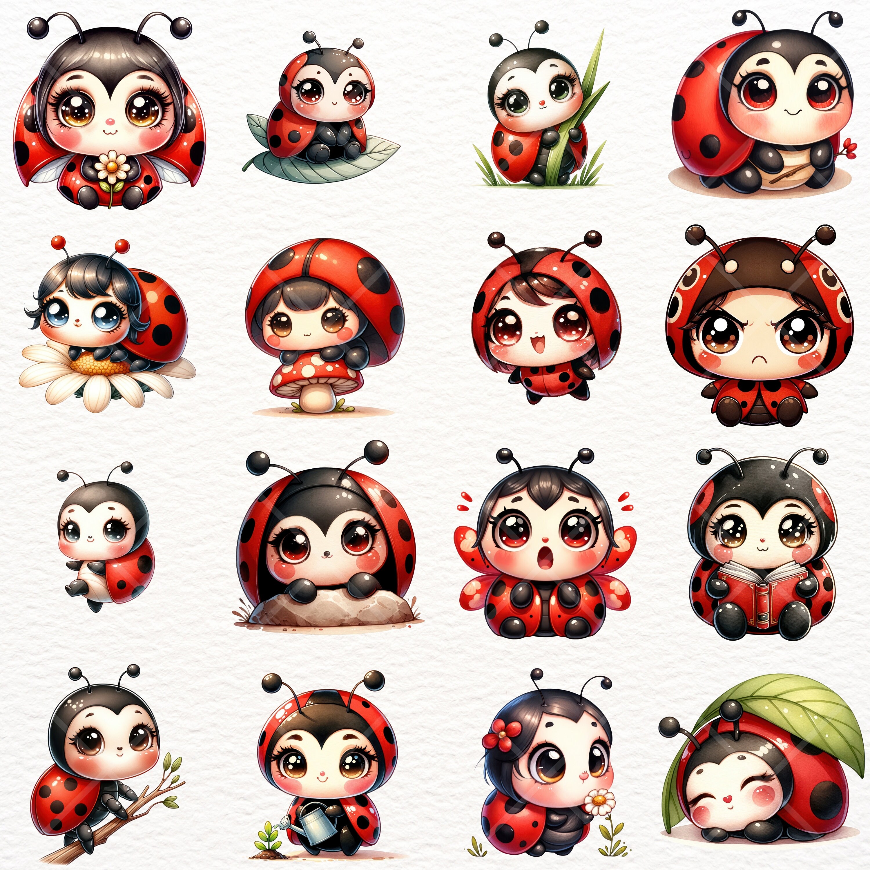 Watercolor Cute Ladybug Clipart, Spring Summer Bug Clipart, Baby ...