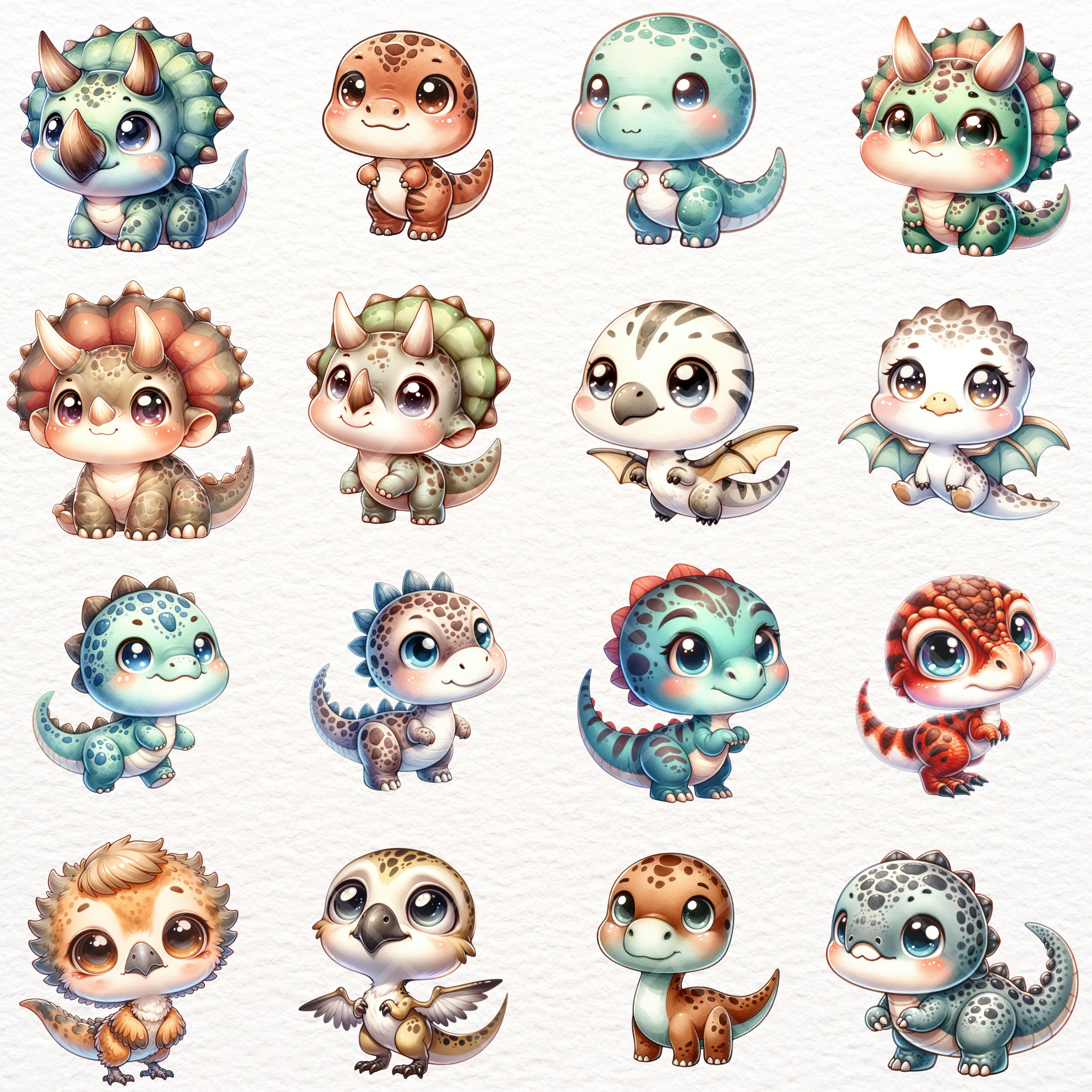 Cute Dinosaurs Clipart, Watercolor Dinosaur Clipart, Trex Png, Dinosaur ...