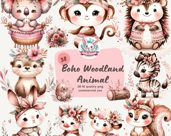 Watercolor Woodland Animals Clipart, Watercolor Woodlands Clipart ...