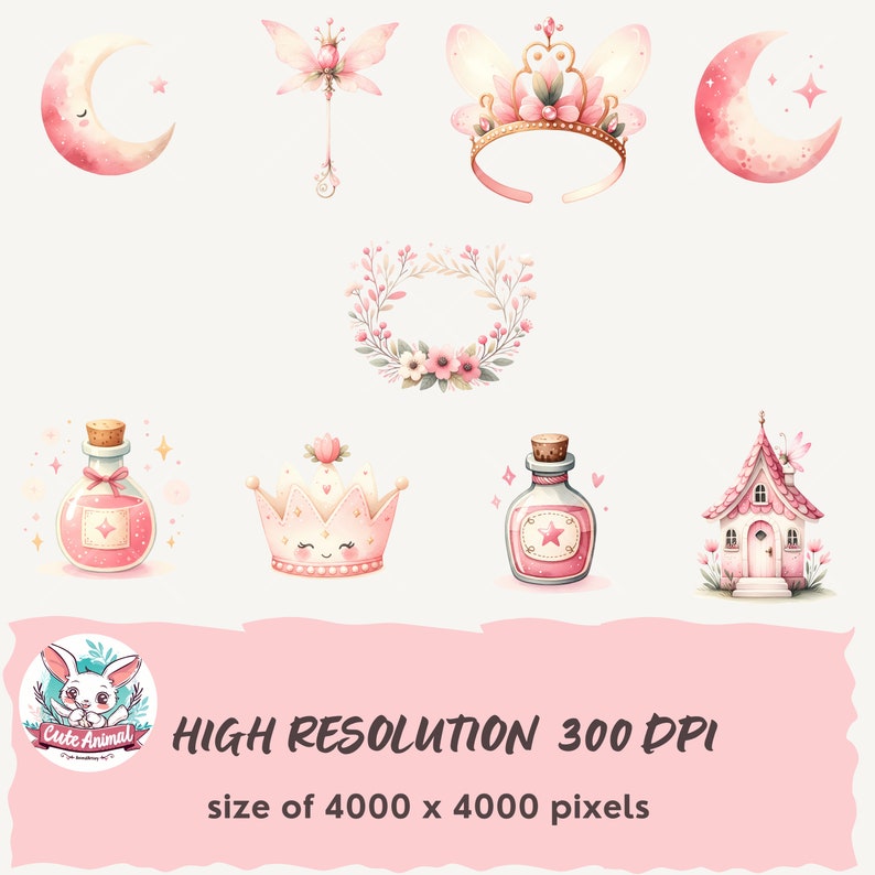 Pink Fairy Clipart Bundle, Watercolor Fairy Garden Clip Art, Cute ...