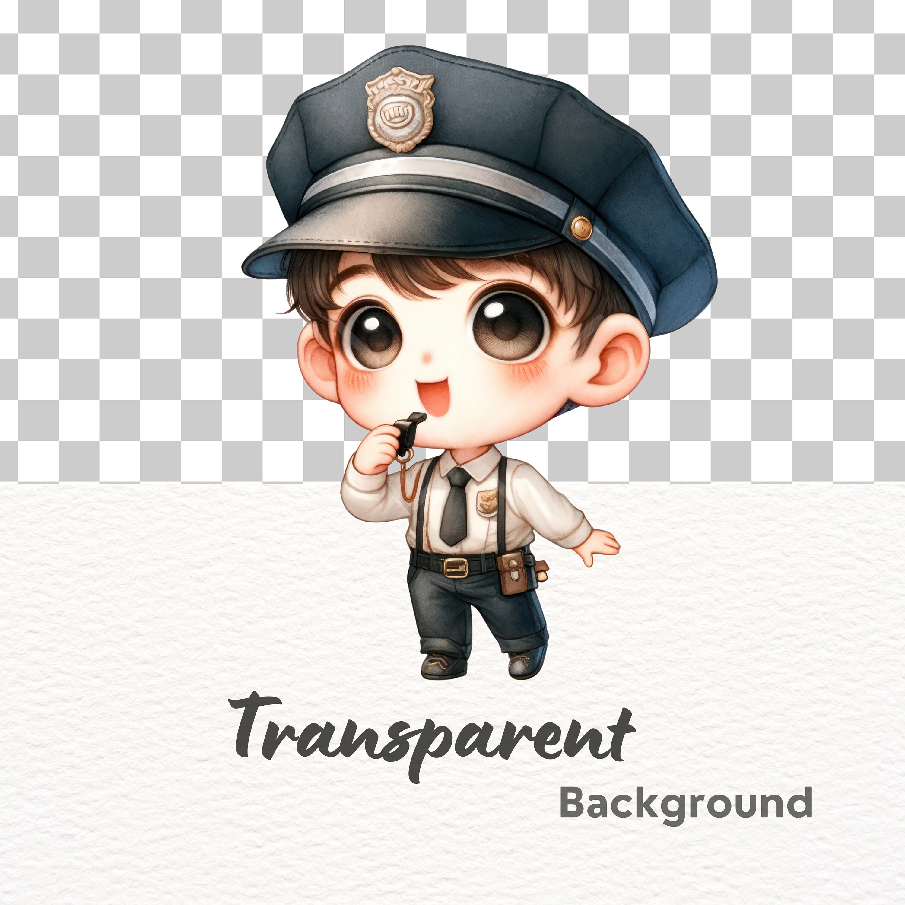 Cute Boy Police Clipart Bundle, Watercolor Police Clipart, Baby Boy ...