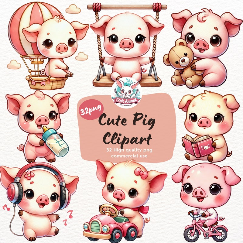 Pigs Clipart - Etsy