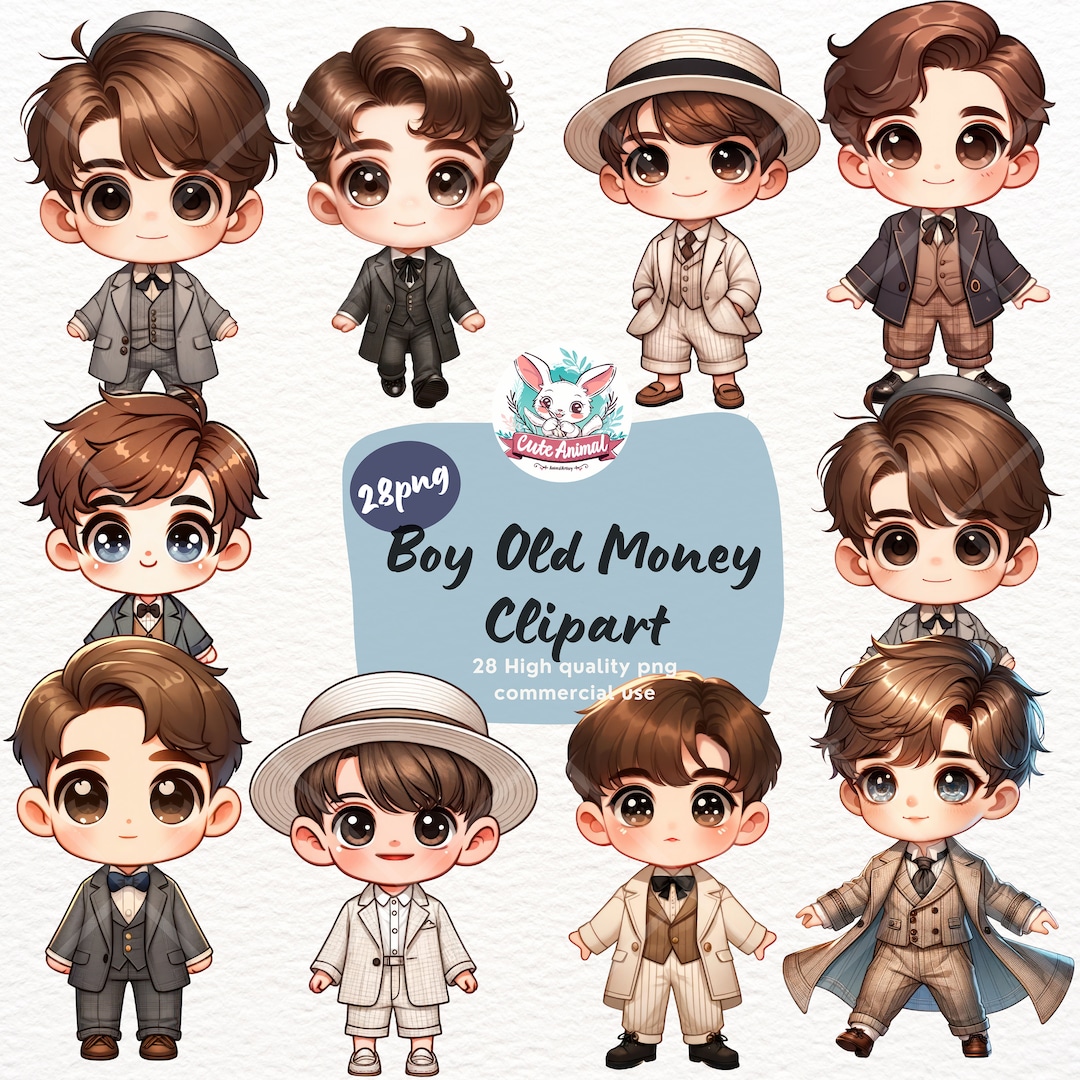 Old Money Boy Clipart, Cute Boy Wearing Suit, Page Boys Clipart, Chibi ...