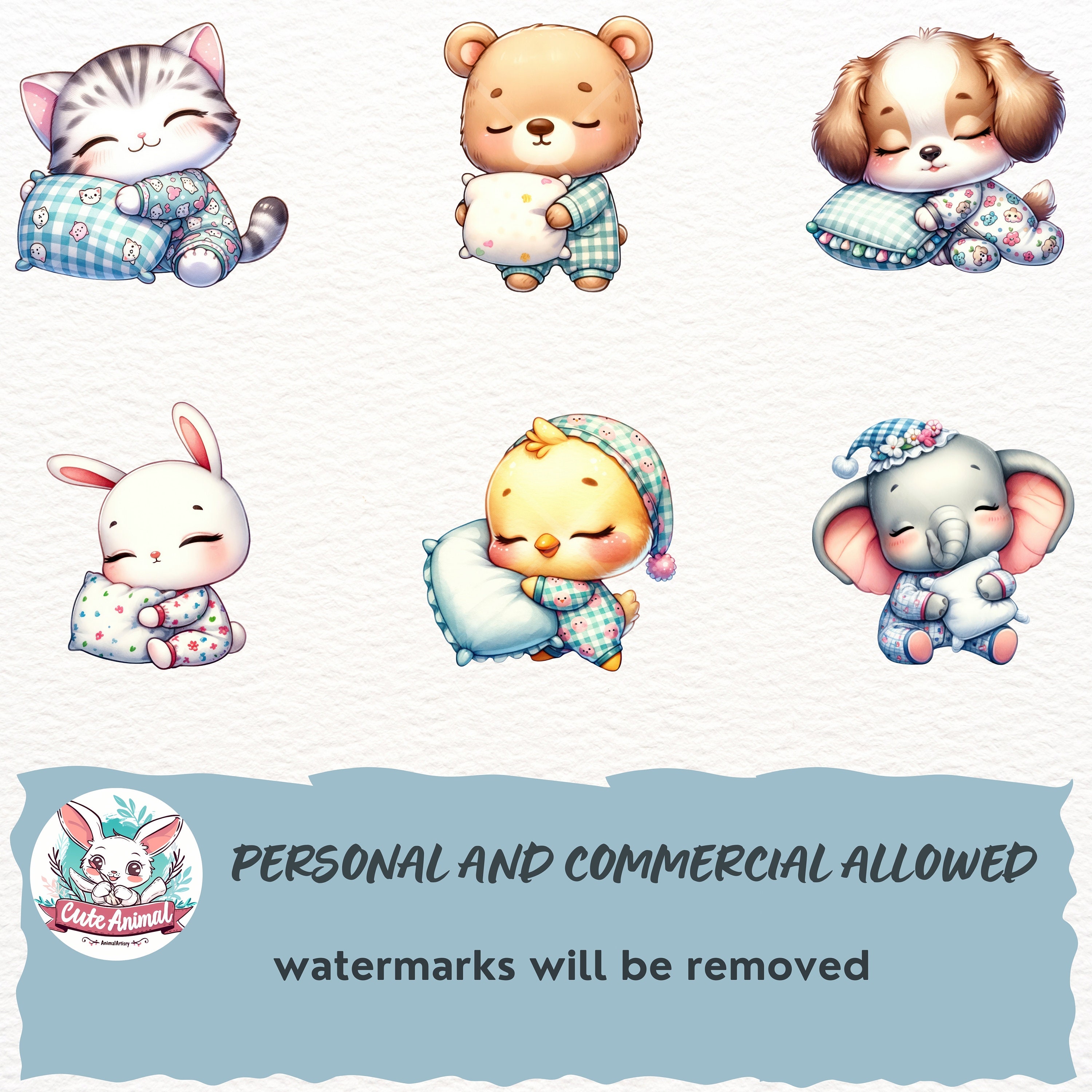 Sleeping Animals Clipart, Watercolor Sleepy Animals, Cute Animals ...