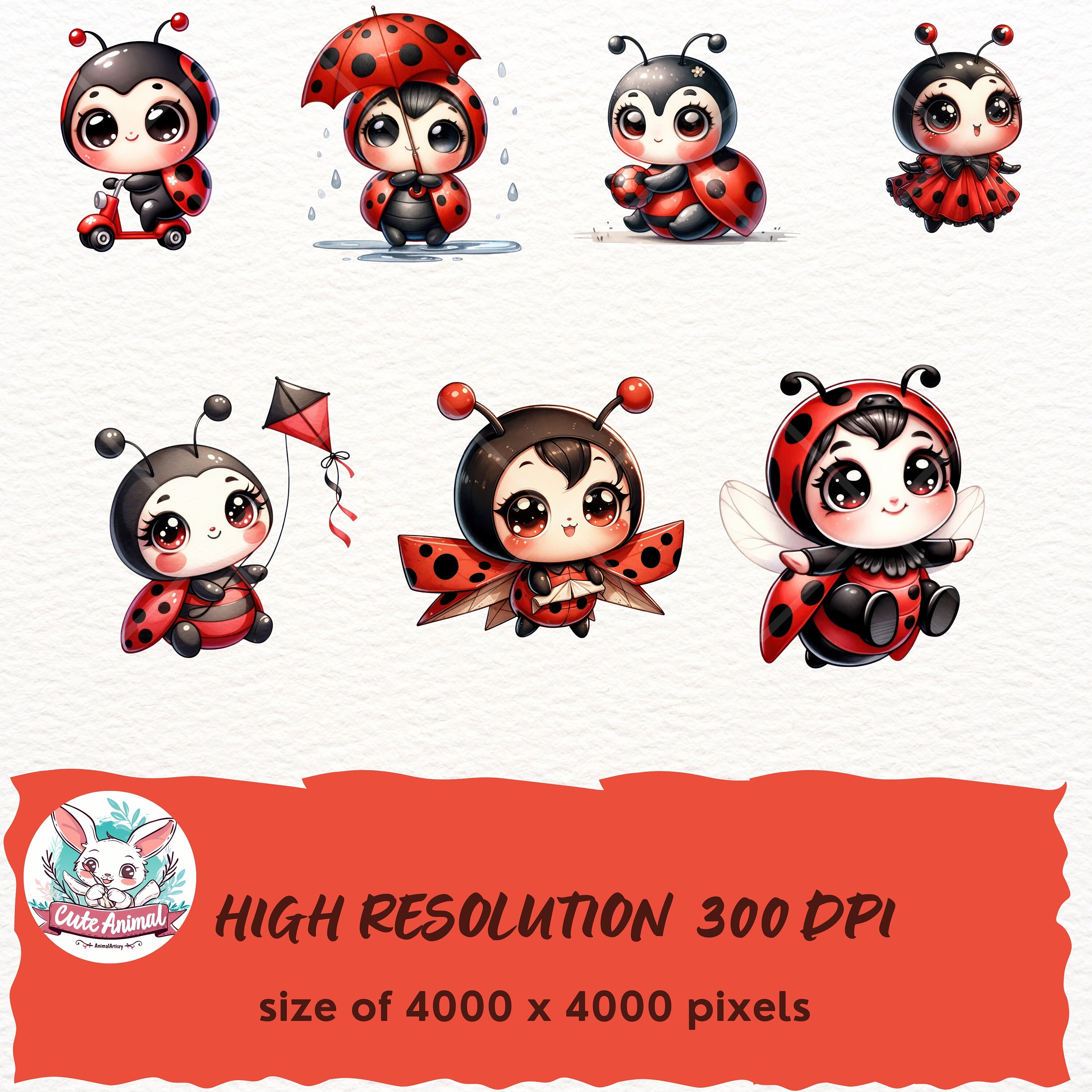 Watercolor Cute Ladybug Clipart, Spring Summer Bug Clipart, Baby ...
