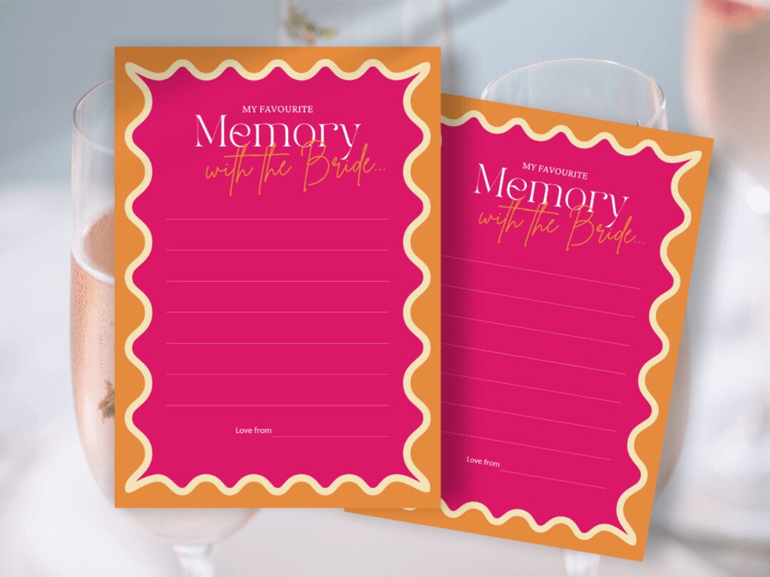 Favourite Memory With the Bride Cards - 100% EDITABLE - Hens Party ...