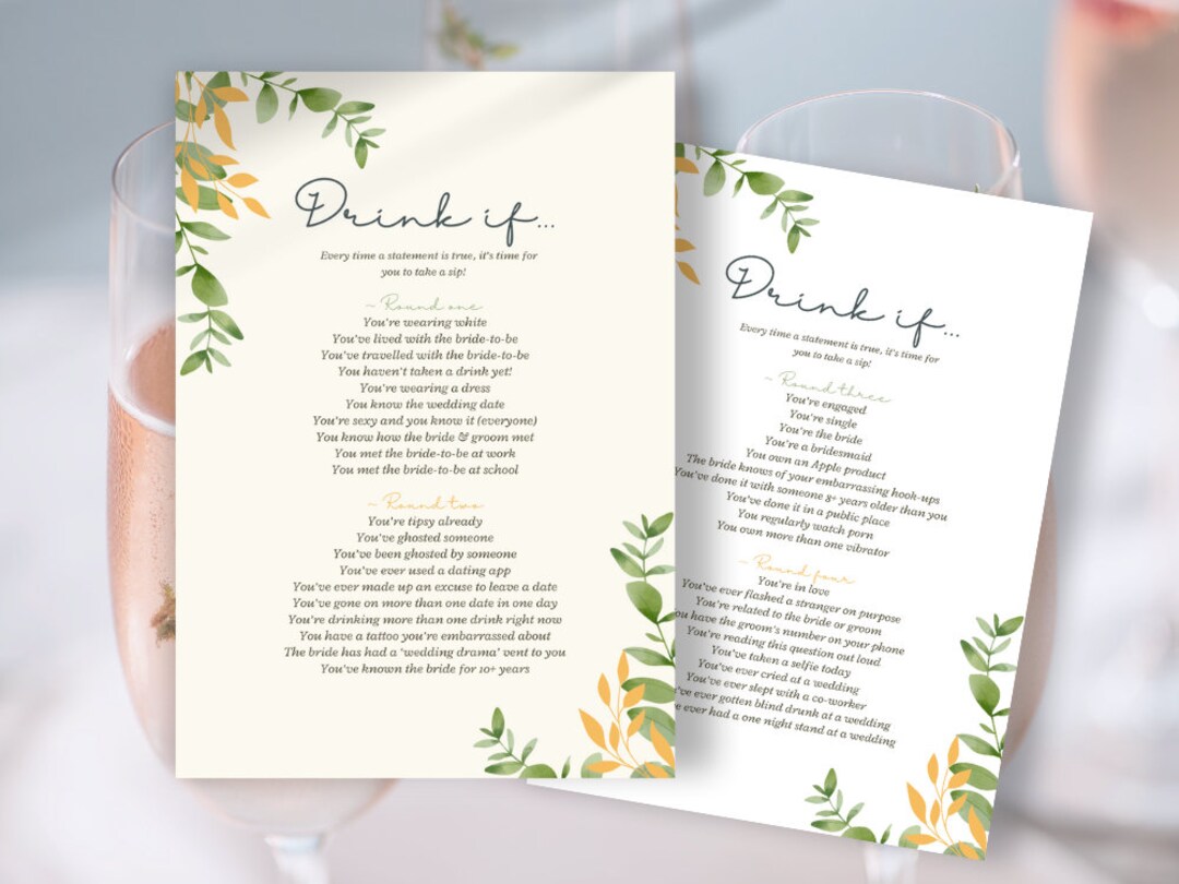 Drink If Game - 100% EDITABLE - Hens Party Games - Unique Hens Party ...