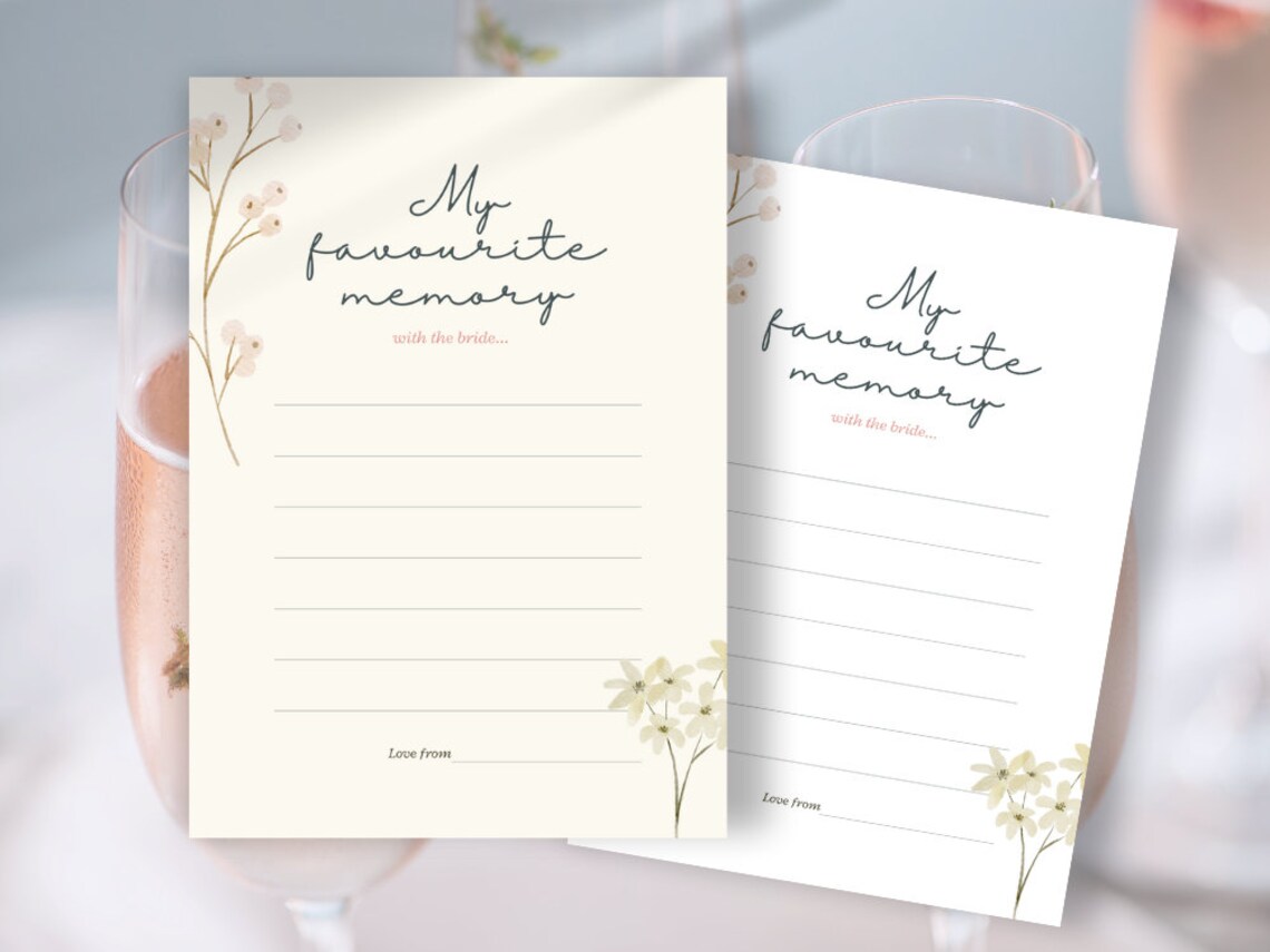 Favourite Memory With the Bride Cards: Hens Party Game (printable ...