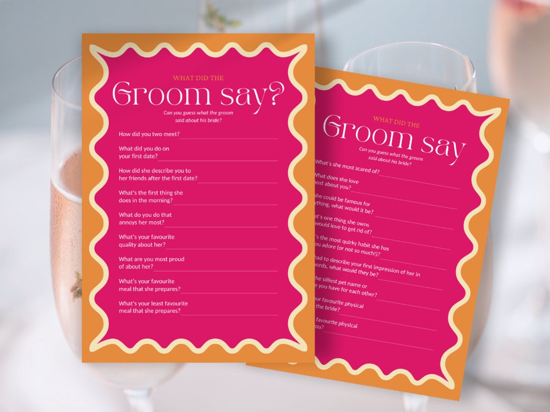 What Did the Groom Say? - 100% EDITABLE - Hens Party Games - Unique ...