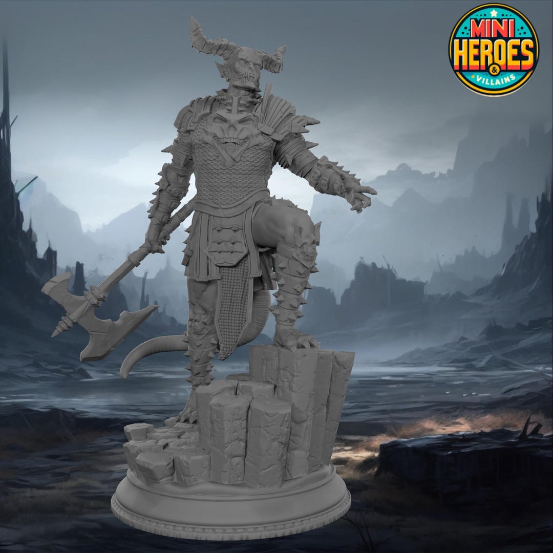 Demon Warrior Armored Horned Demon Two Handed Axe Half Demon Hell ...