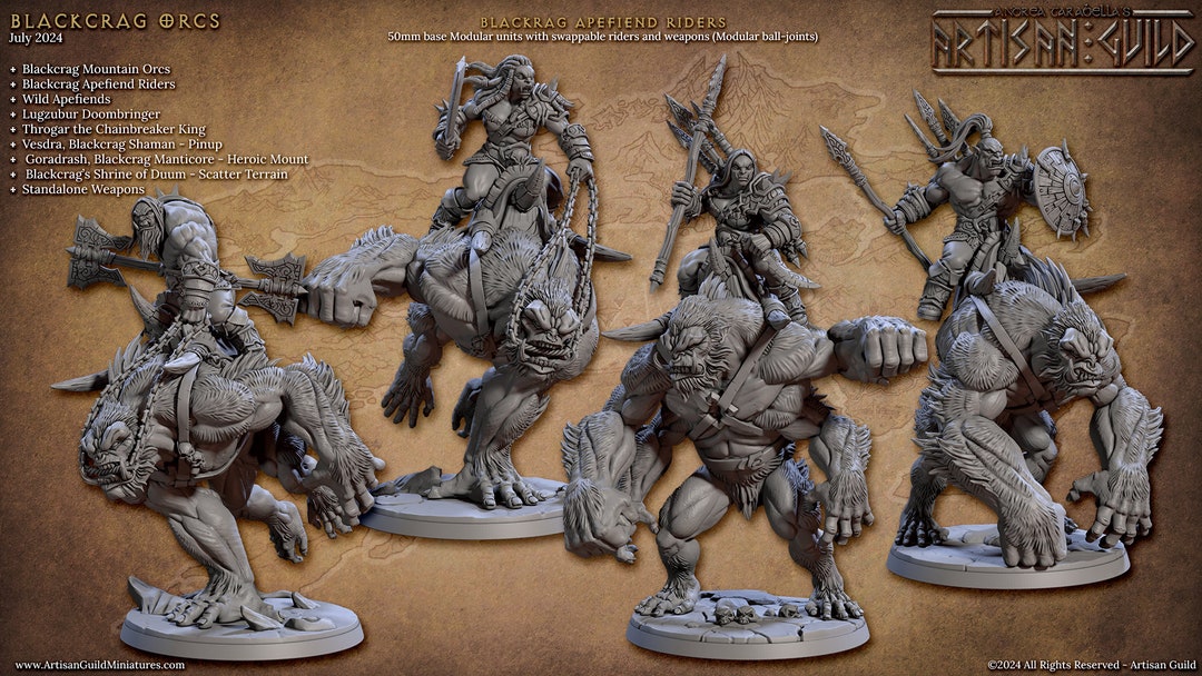 Orc Ape Riders Tabletop RPG Apes Orc Cavalry Artisan Guild Blackcrag ...