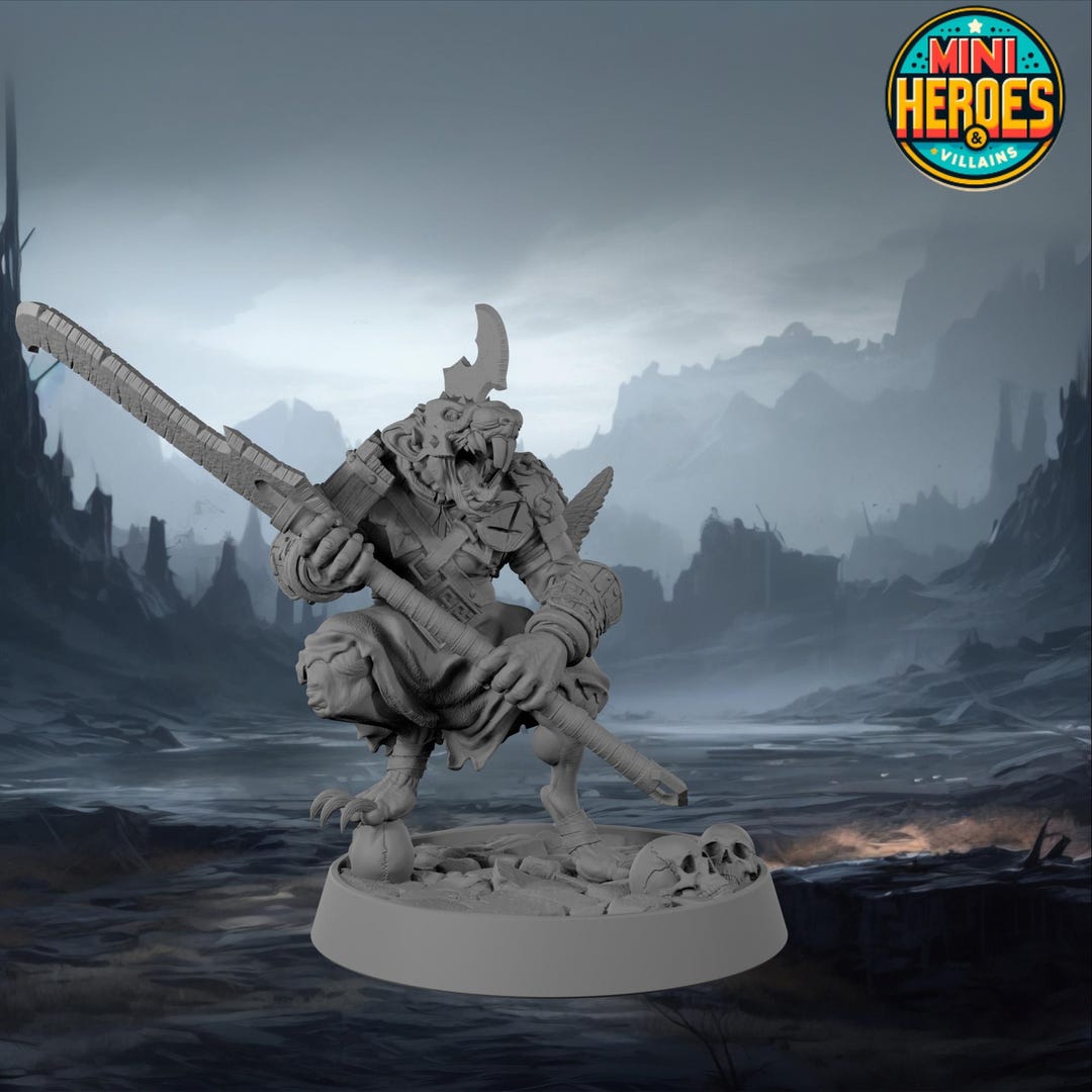 Intricate Ratfolk Knight Miniature Heavily Armored Warrior With Halberd ...