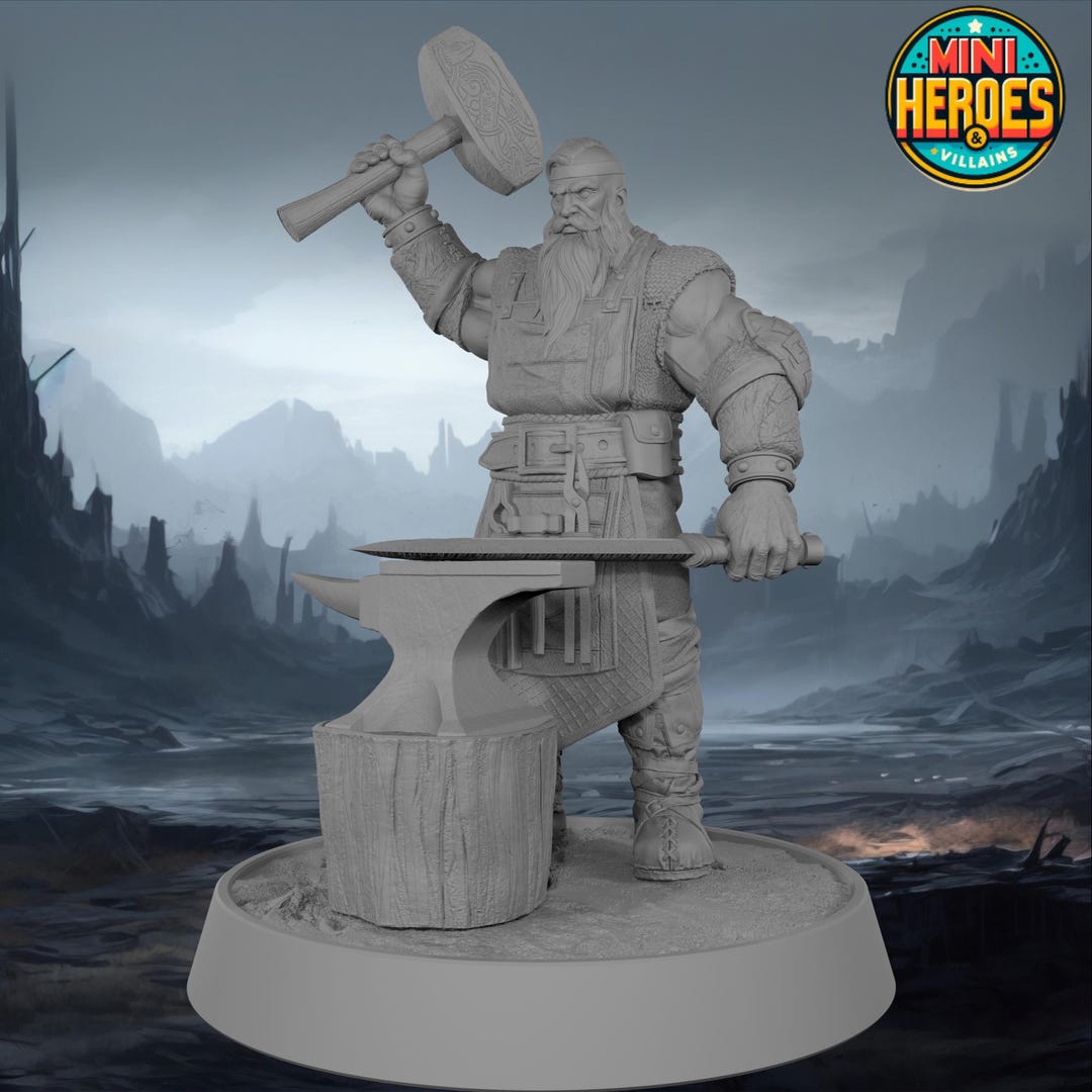 Miniature Norse Blacksmith Figurine for Immersive Tabletop Worlds Anvil ...