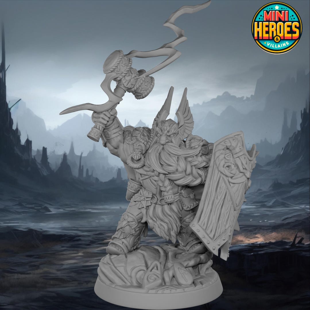 D&D Elemental Dwarf Miniature Lightning Hammer Detailed Armor, Helmet ...