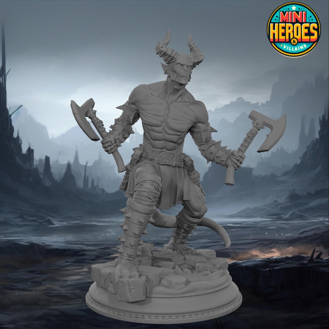 Demon Barbarian Horned Demon Dual Wielding Axes Half Demon Hell ...