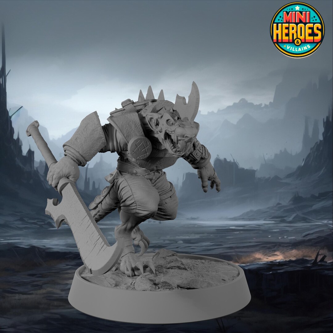 Muscular Ratfolk Miniature in Heavy Armor With Halberd Perfect for ...