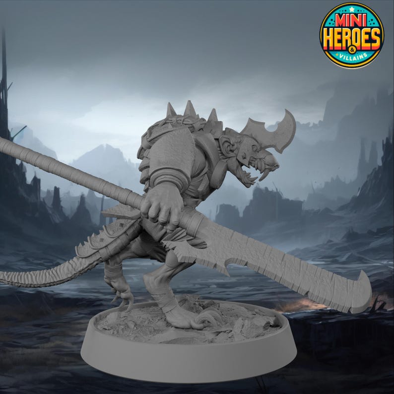 Muscular Ratfolk Miniature in Heavy Armor With Halberd Perfect for ...