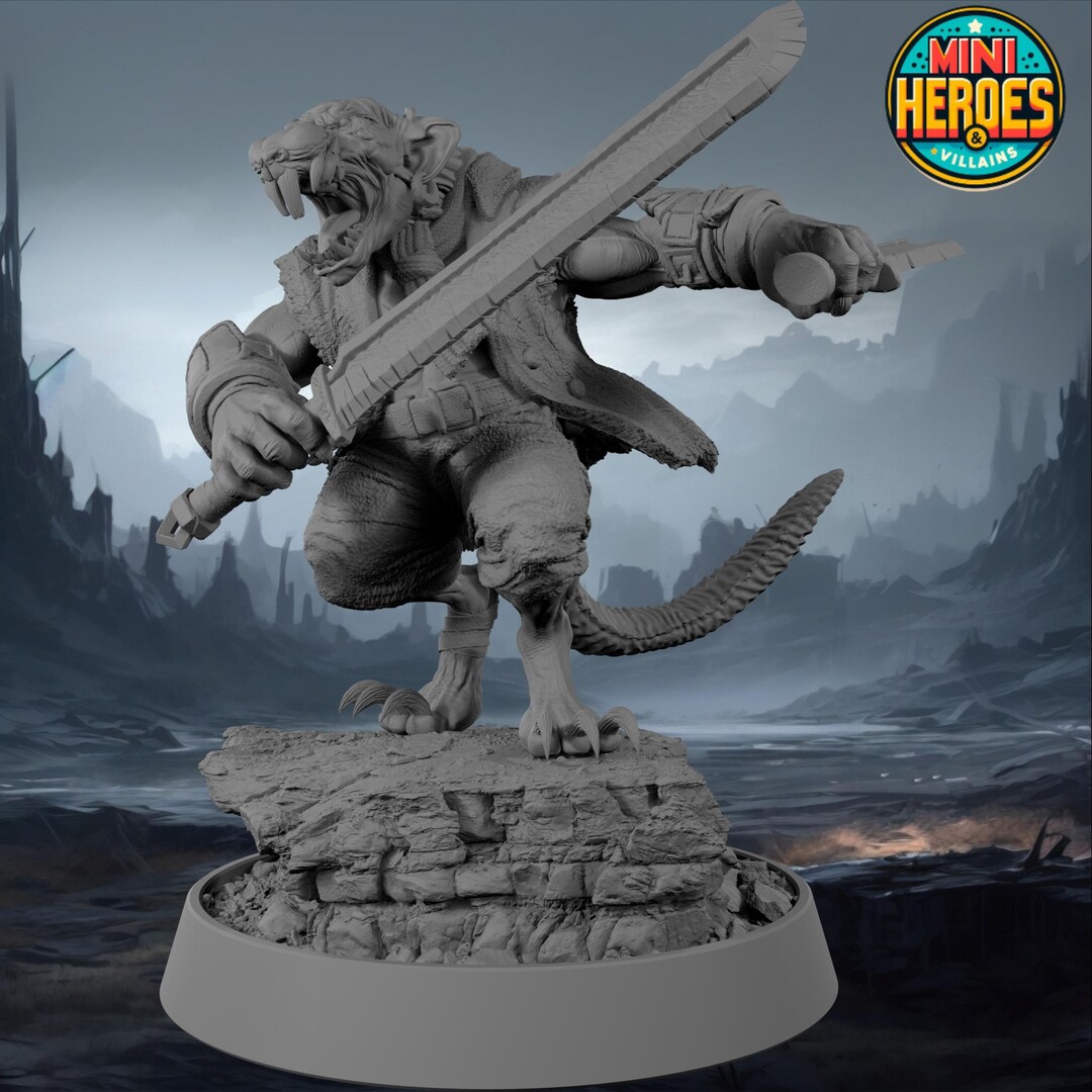 Unique Ratfolk Miniature With Dual Swords - High-quality Resin - Ideal ...