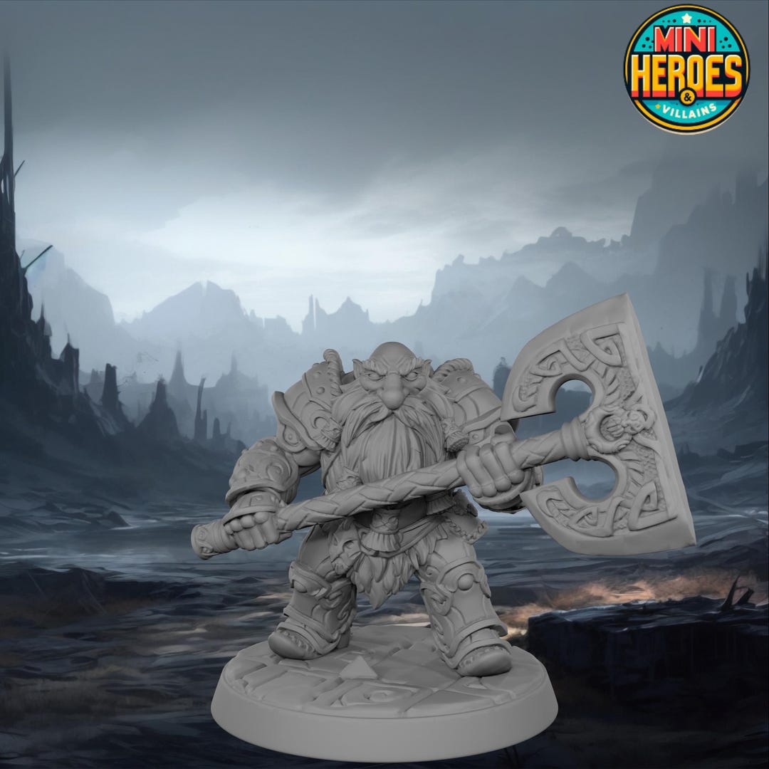 Two Handed Weapon Dwarf Fighter or Warrior Miniature Axe or Glaive ...