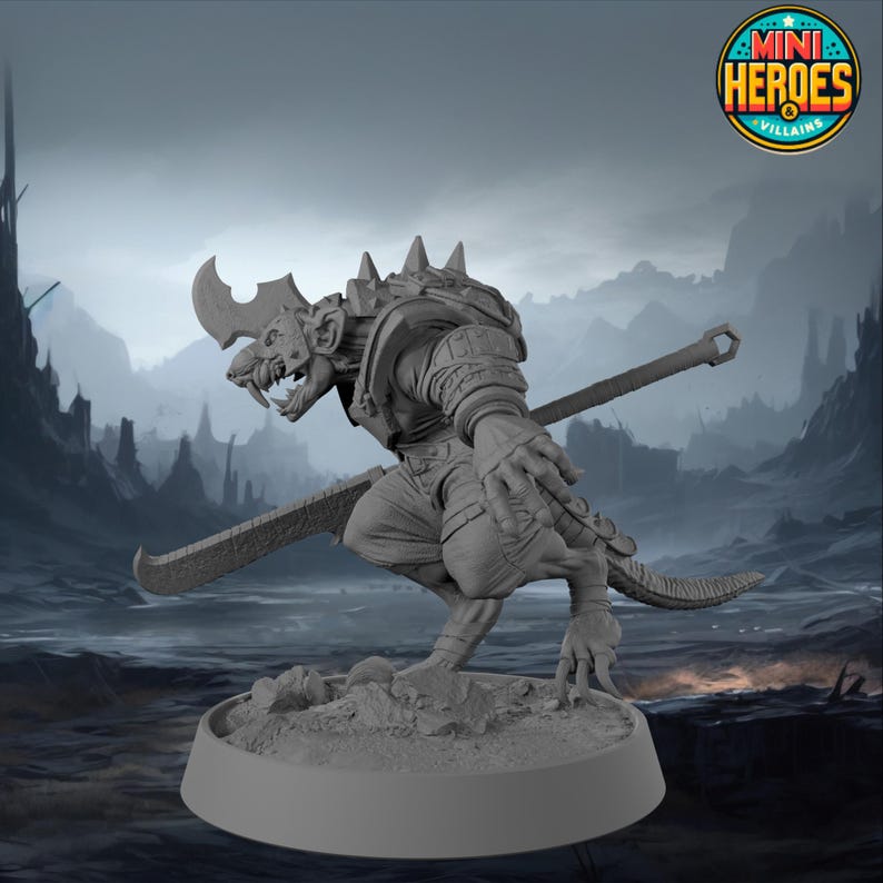 Muscular Ratfolk Miniature in Heavy Armor With Halberd Perfect for ...