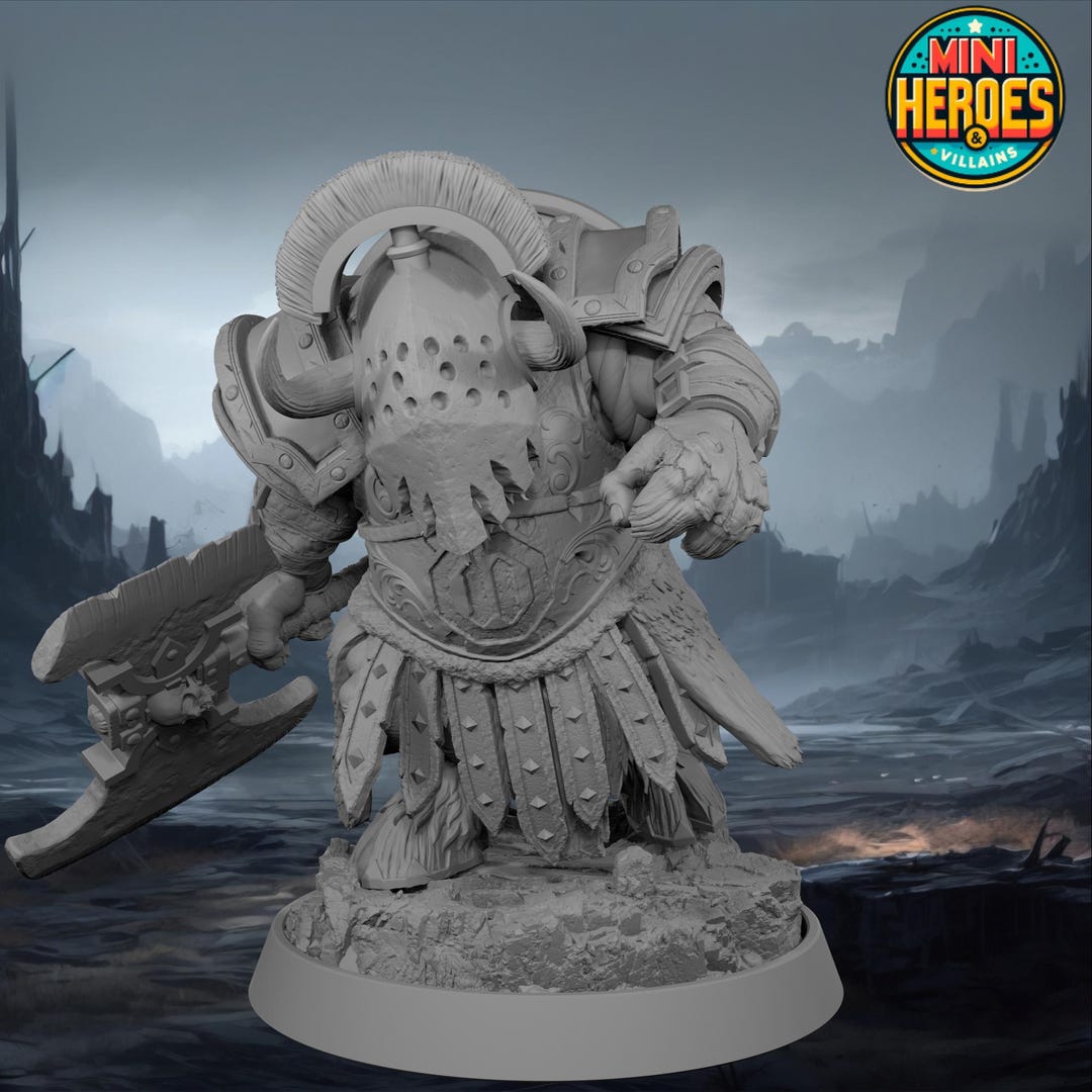 Heavy Plate Armor Battle Minotaur Two Handed Axe Shield Full Body Plate ...