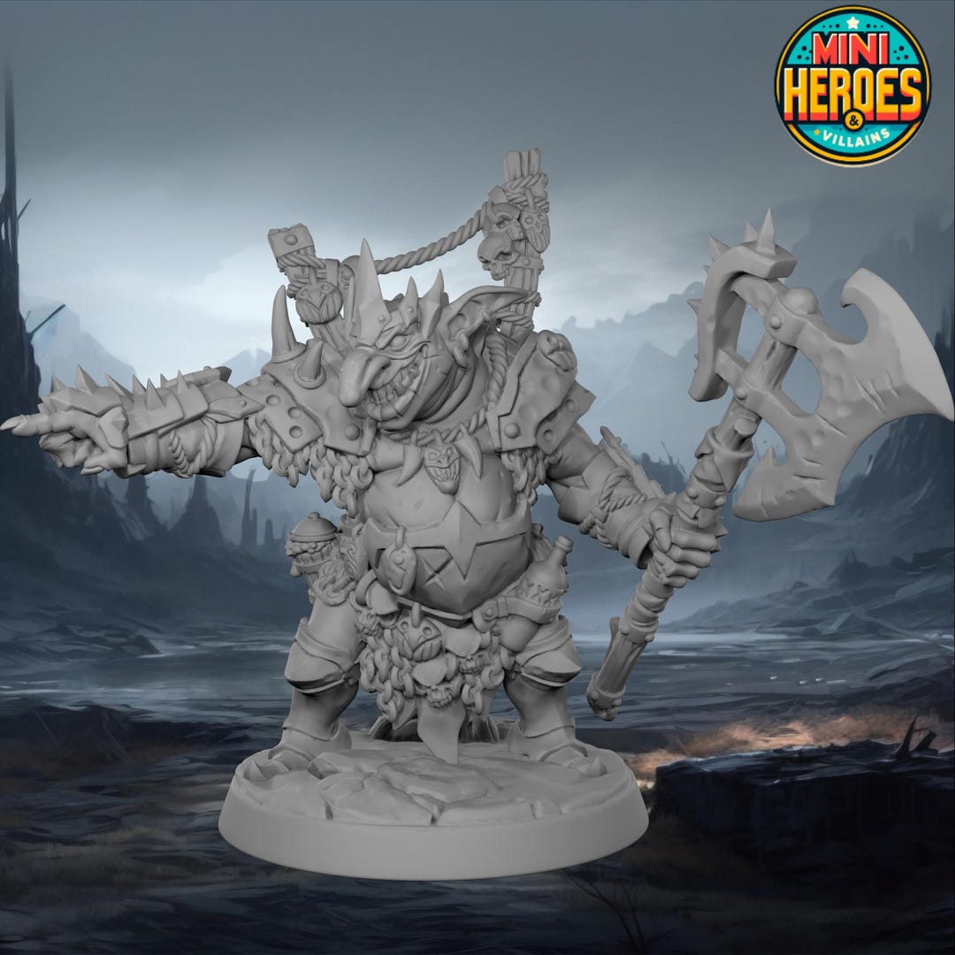 Goblin Chieftain Oversized Goblin Commander Two Handed Axe TTRPG 32mm ...