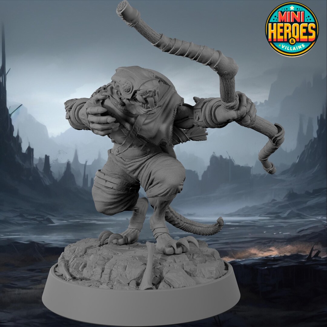 Ratfolk Archer Ranger 3D Printed Miniature 32mm Scale for Tabletop ...
