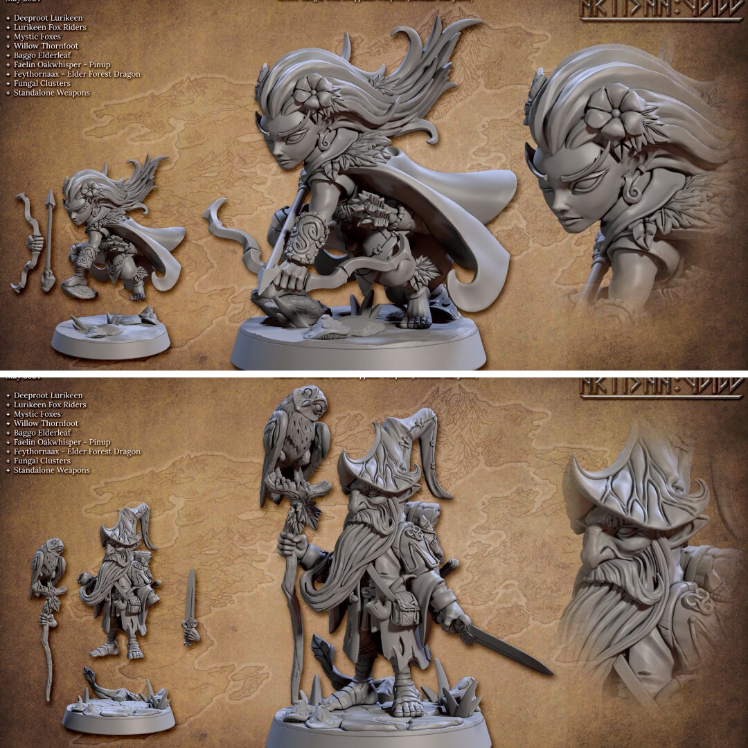 Halfling Leaders Ranger and Mage Lurikeen Lords Deeproot Lurikeens - Etsy