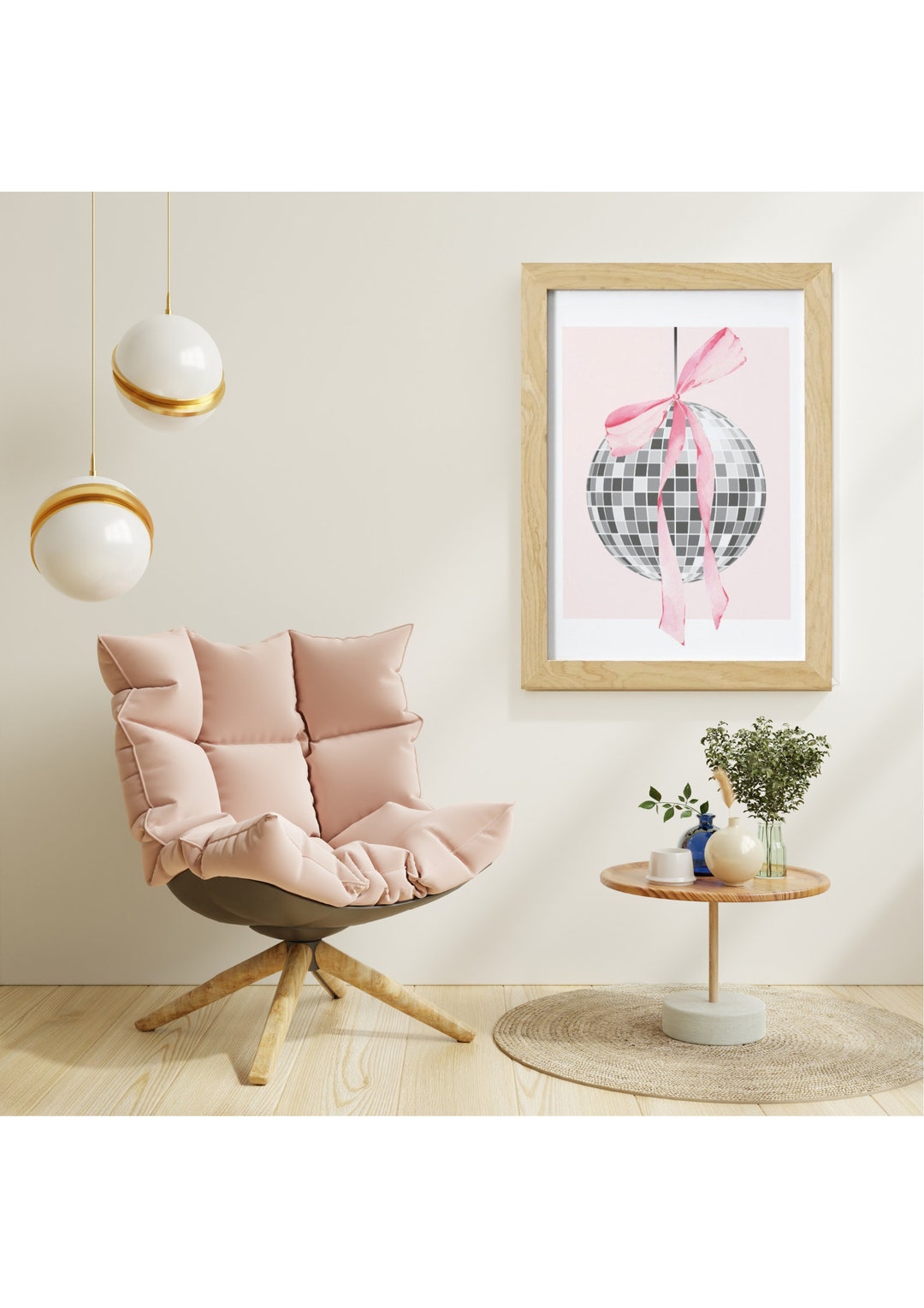 Bow Wall Art, Girly Disco Ball, Coquette Room Decor, Pink Room Decor ...