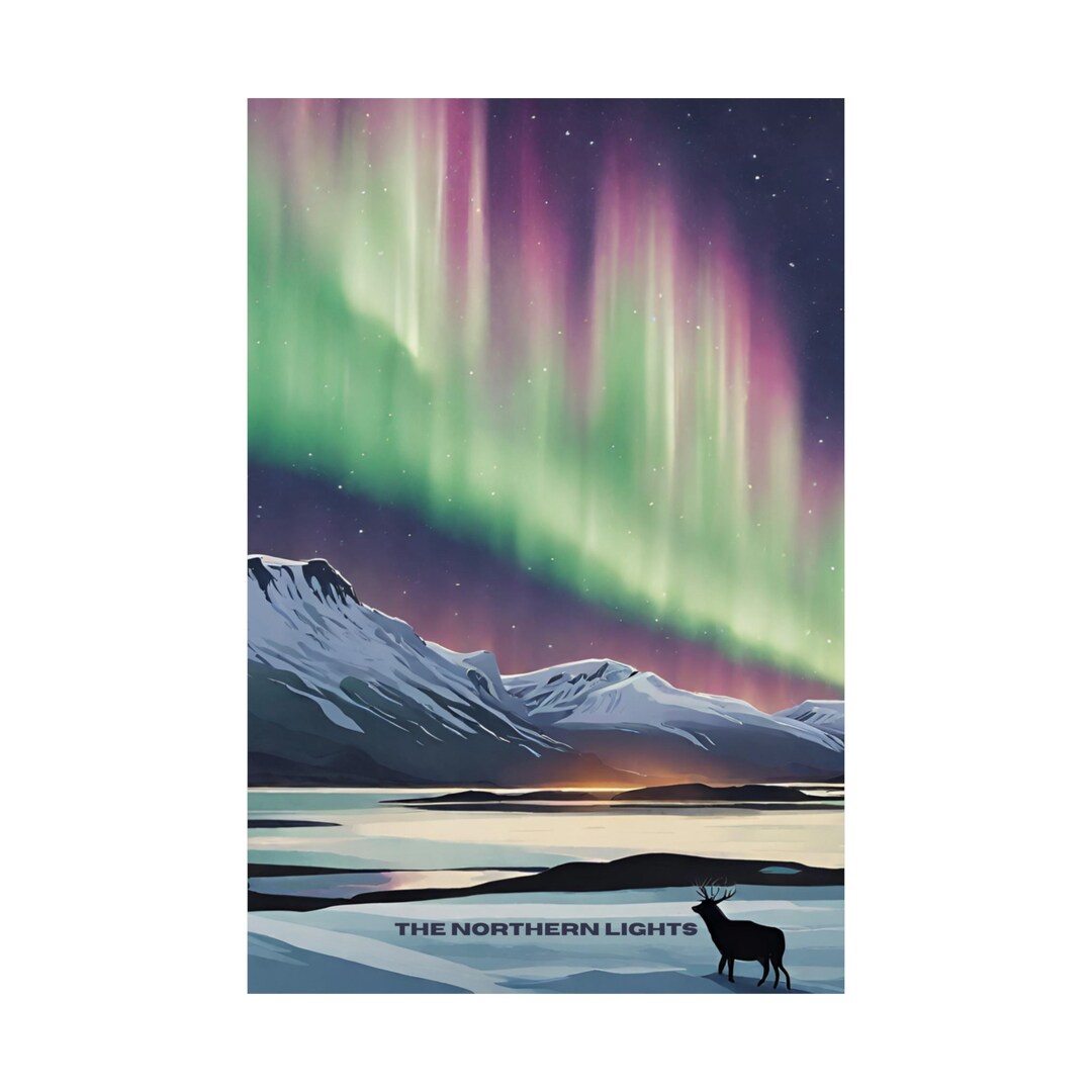 Northern Lights Poster, Home Decor Wall Art, Enchanting Iceland ...