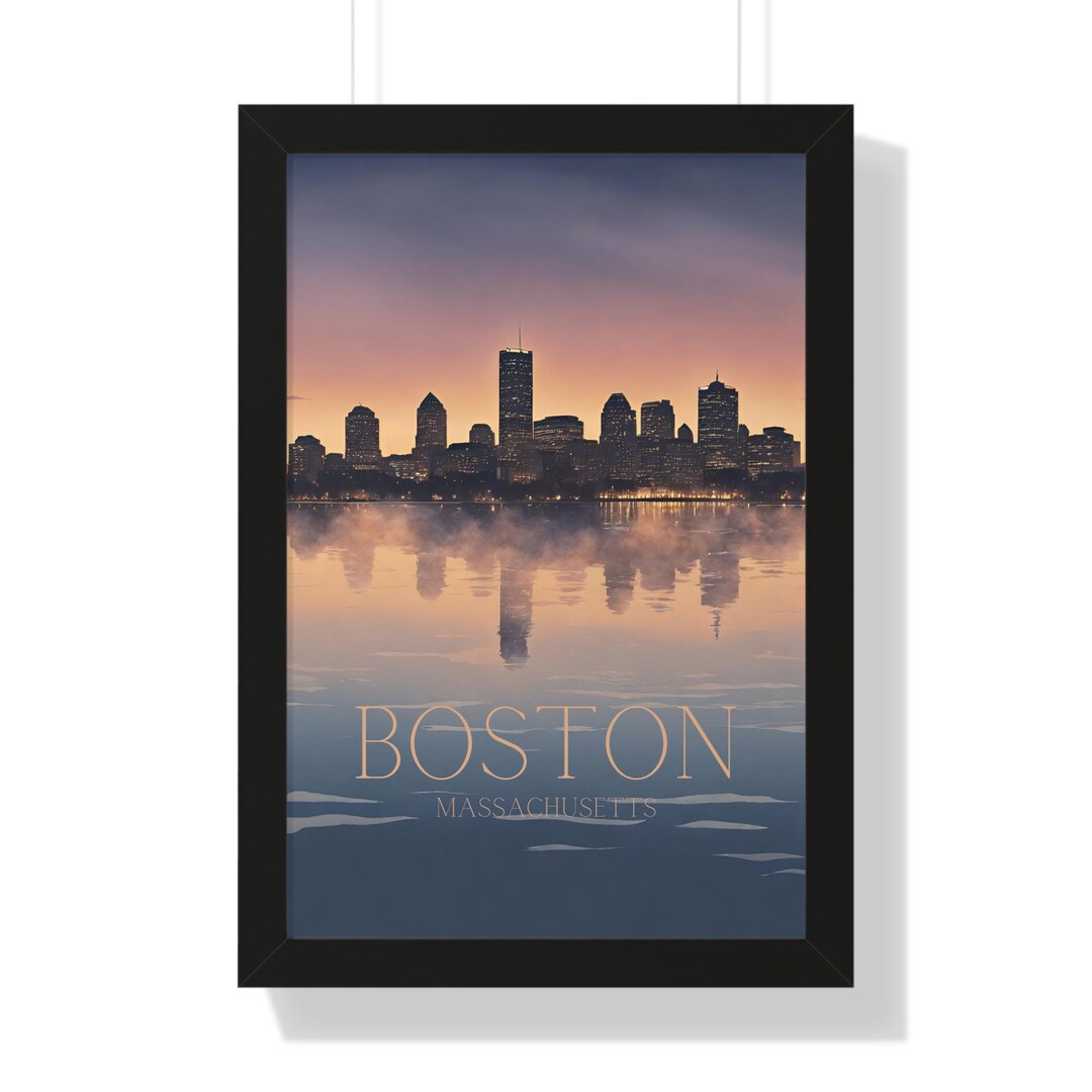 Boston Poster Boston Skyline Poster Travel Poster Minimalist Framed ...
