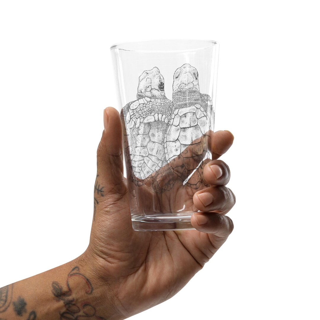 Pointillism Sea Turtles Pint Glass - Etsy