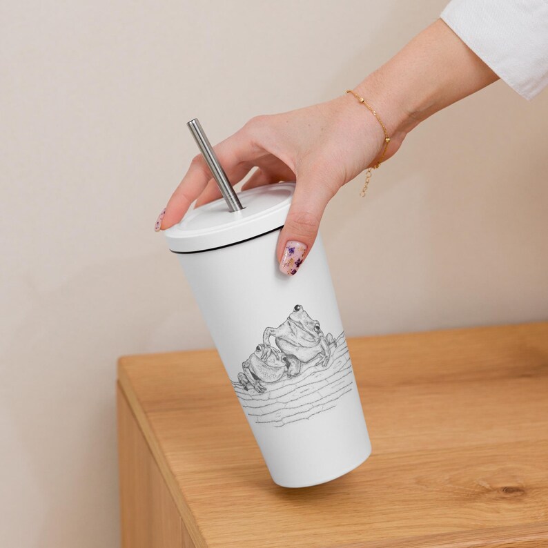 Pointillism Frogs on a Log Insulated Tumbler With Straw - Etsy