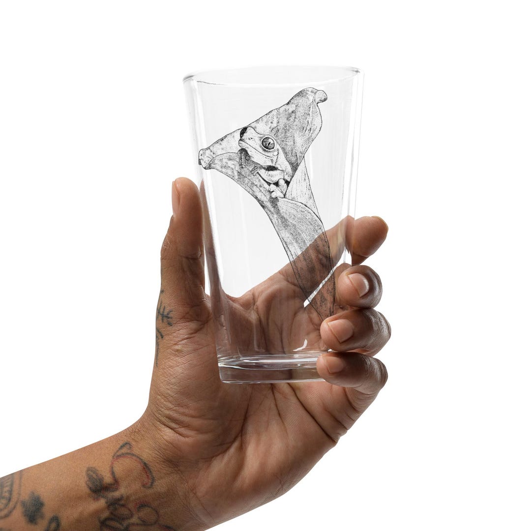 Pointillism Frog in A Flower Pint Glass - Etsy