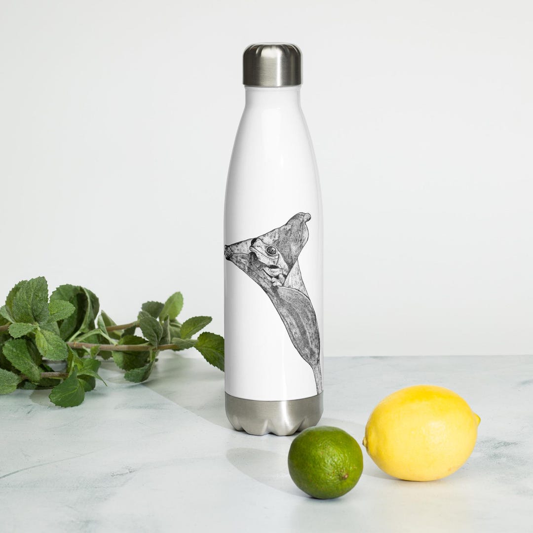 Pointillism Frog in A Flower Stainless Steel Water Bottle - Etsy